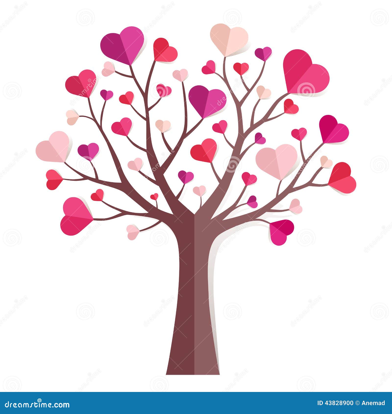Love tree stock vector. Illustration of shape, pink, paper - 43828900