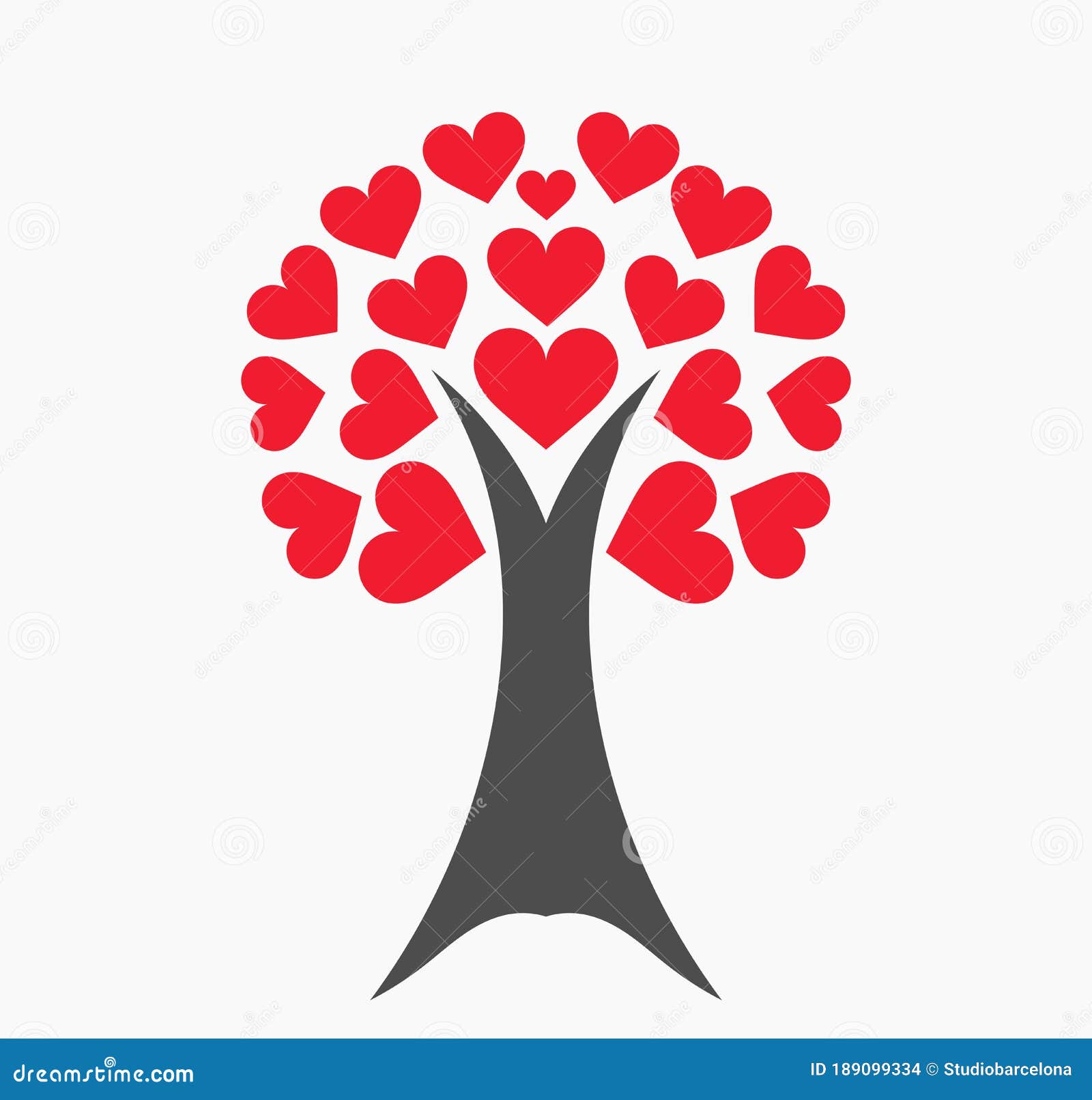 Love Tree with Red Hearts Leaves Stock Vector - Illustration of ...