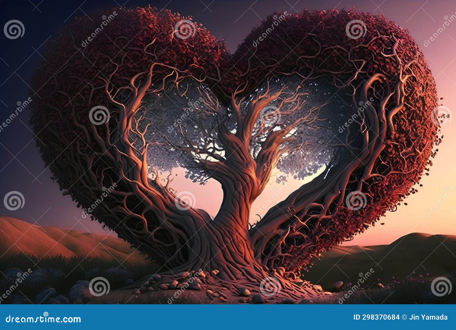 Love Tree in the Shape of a Heart, 3d Digitally Rendered Illustration ...