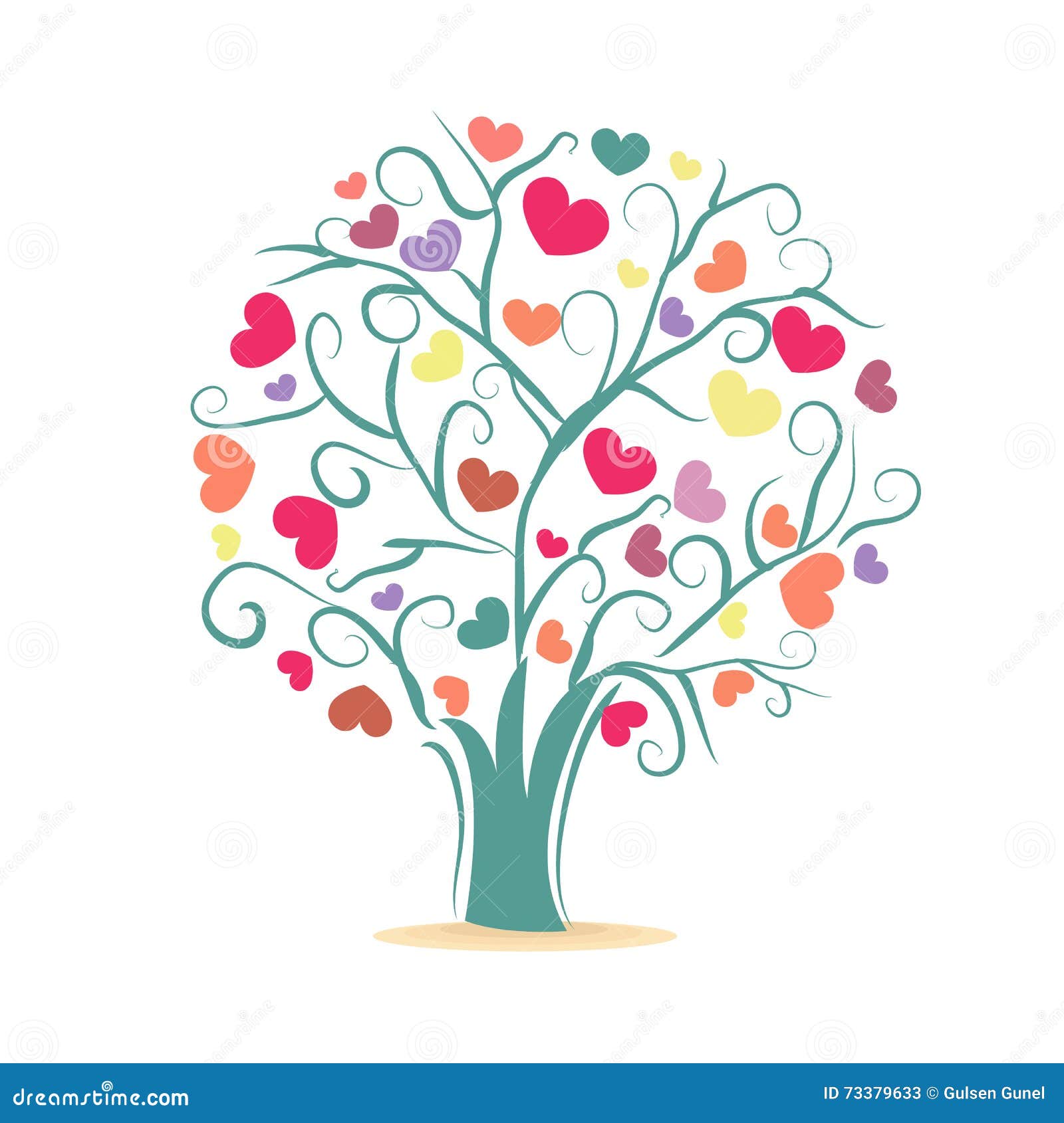 Love Tree. Tree with Colorful Hearts Stock Vector - Illustration of ...
