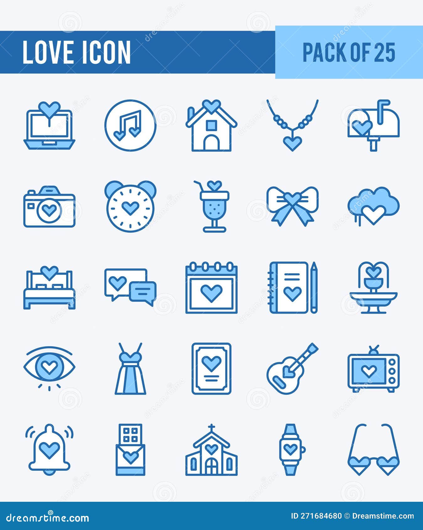25 Love. Two Color Icons Pack. Vector Illustration Stock Vector ...