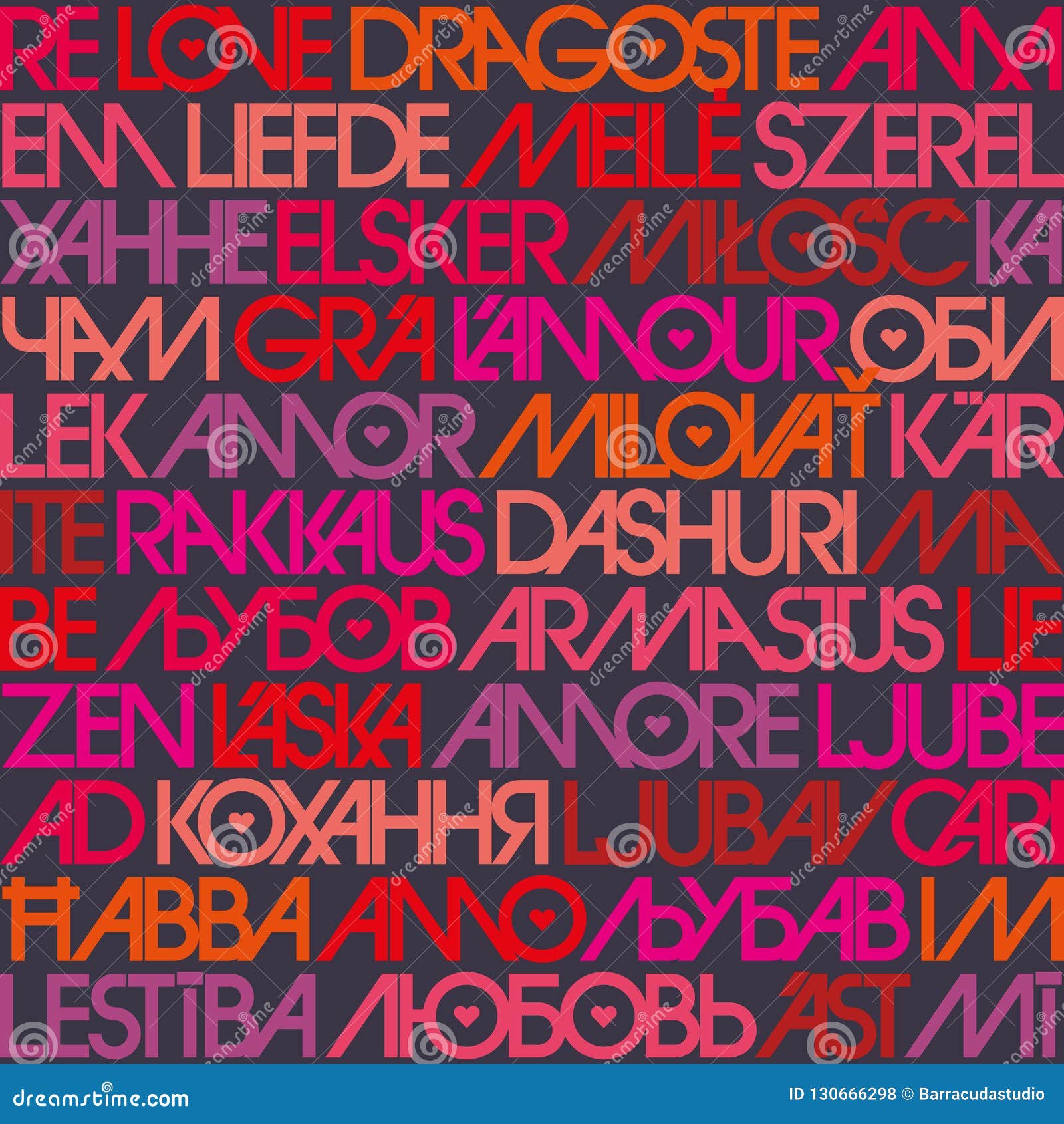 Love Typography. Seamless Texture with Love in Multiple Different ...