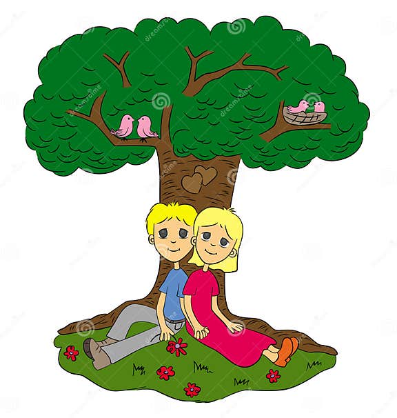 Love under tree stock illustration. Illustration of life - 23908145