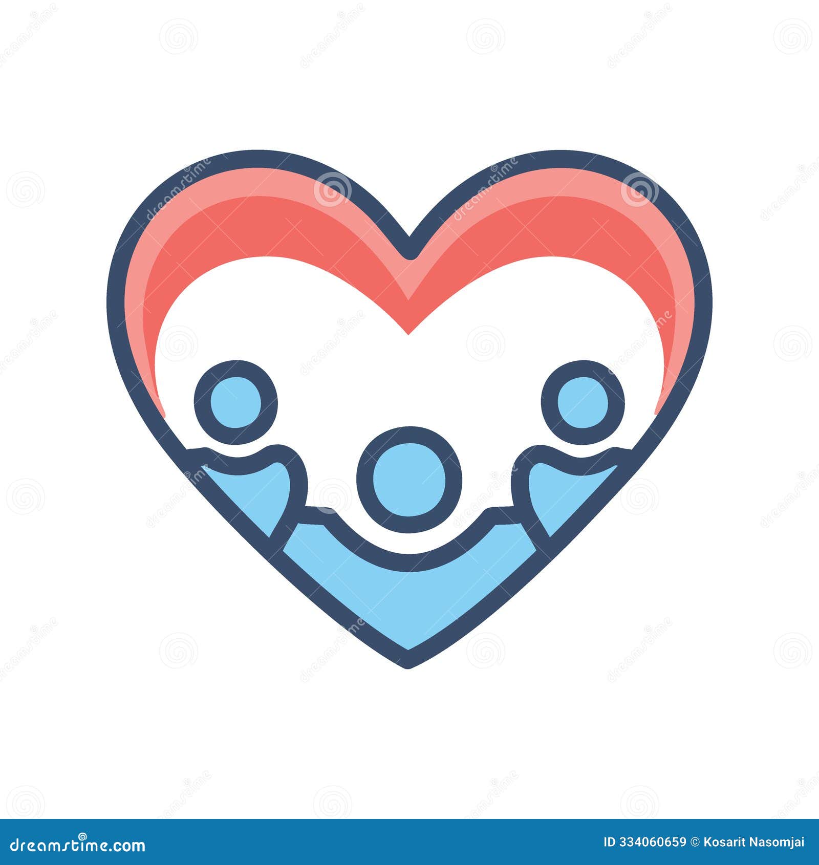 Love & Unity. Three Figures Holding Hands Under a Heart Symbol ...