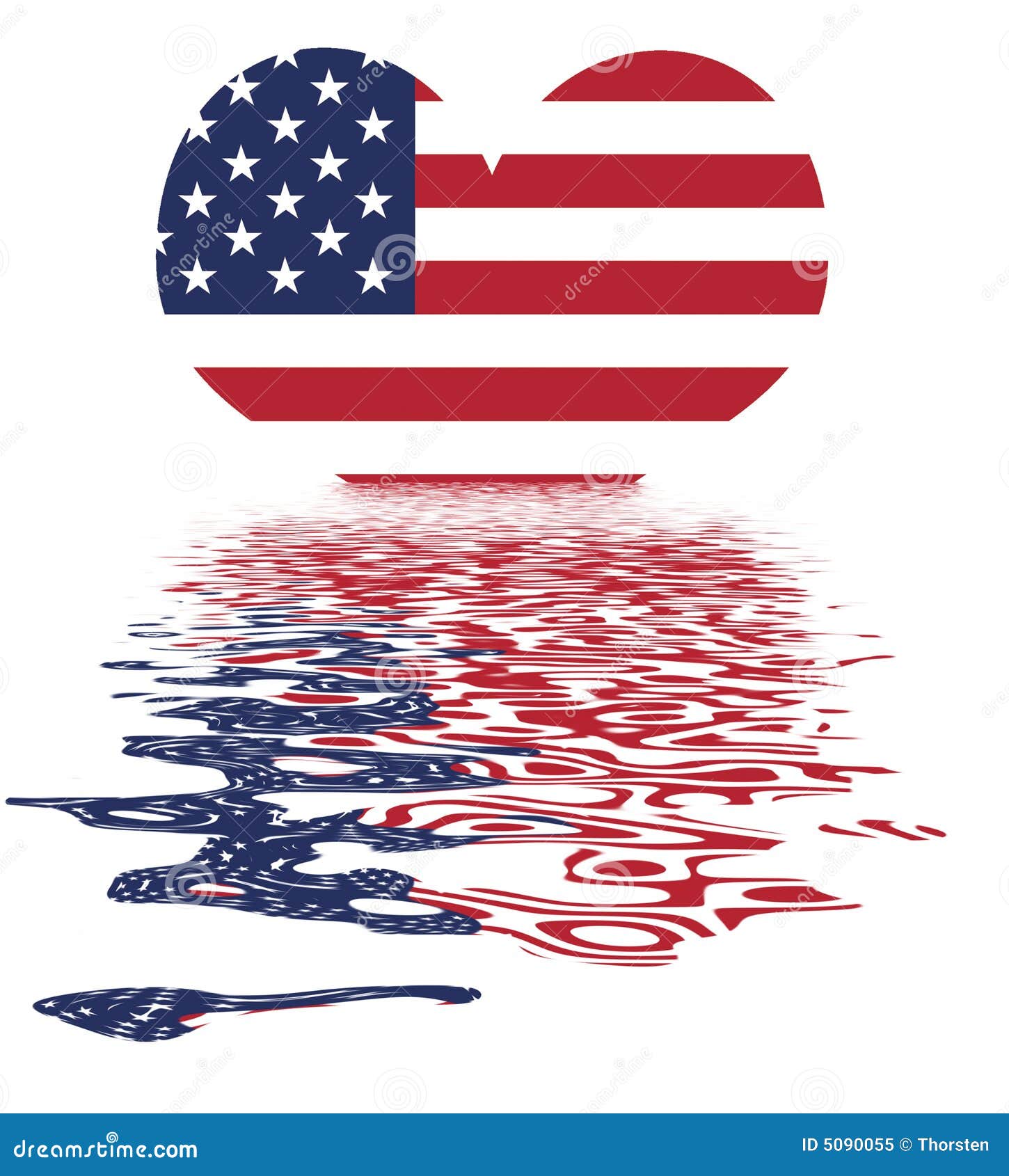 Love The USA / US Flag With Reflection Picture. Image: 5090055