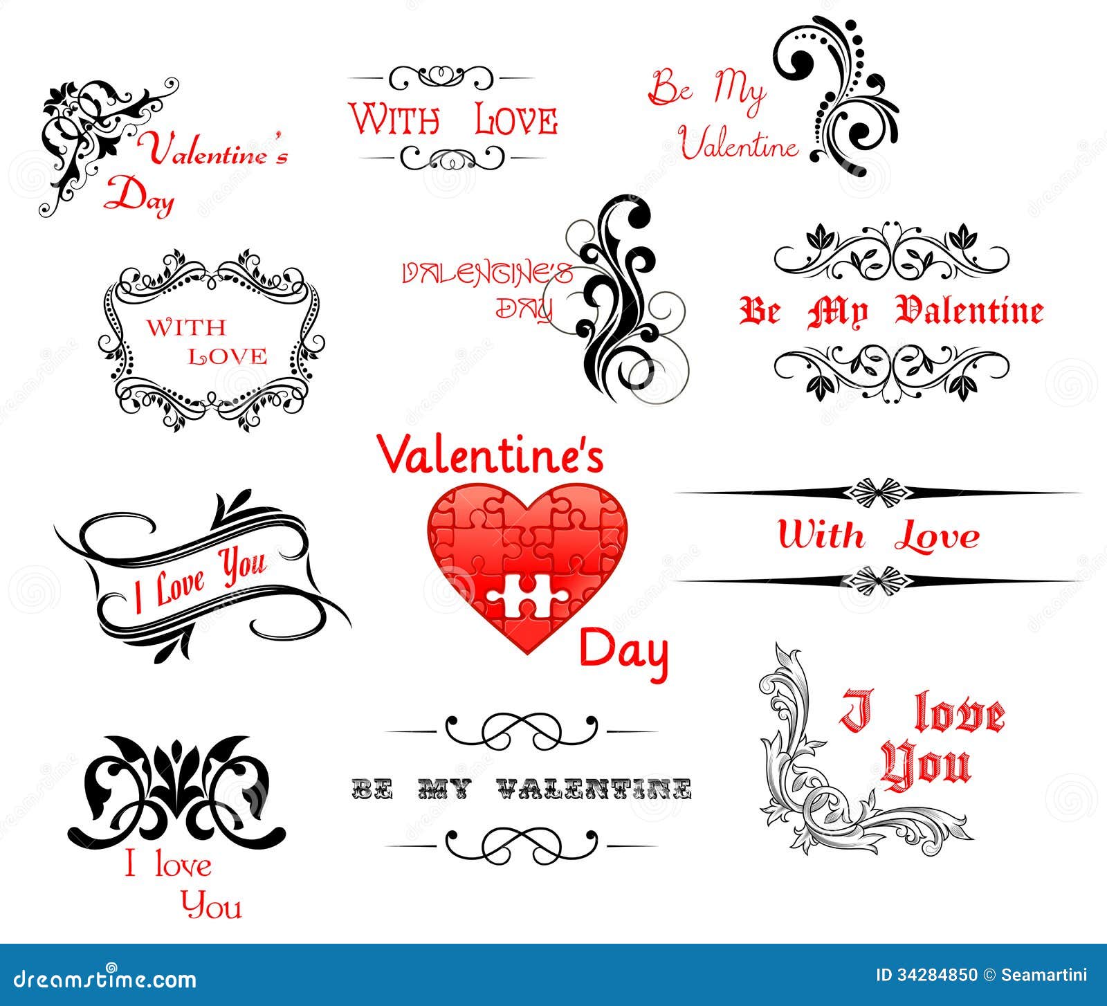 Love and Valentine Day Calligraphic Headers Stock Vector - Illustration ...