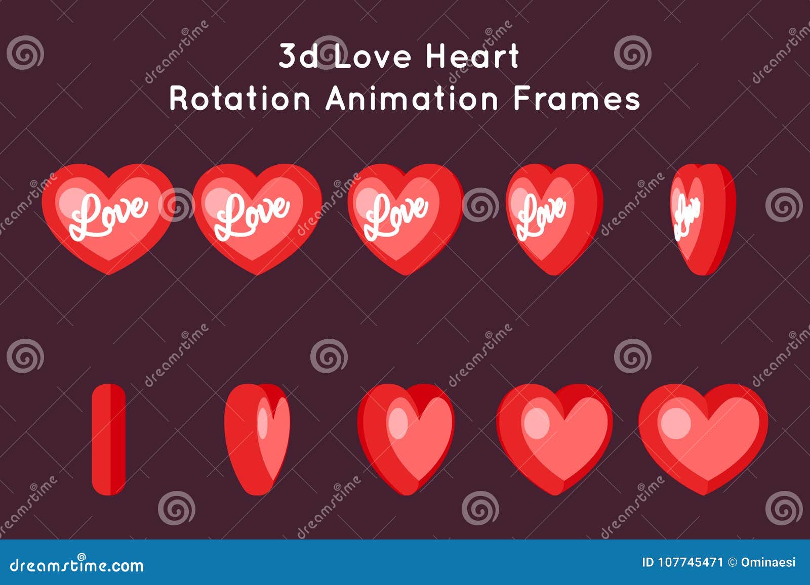 Rotation Animation Heart Coins Cartoon Vector | CartoonDealer.com #65660081