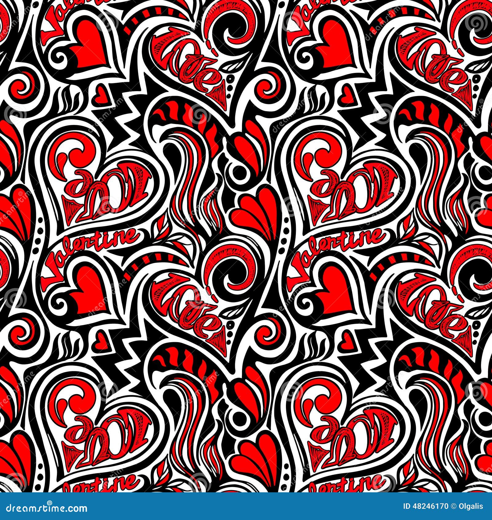 Love Valentine Seamless Pattern Stock Vector - Illustration of heart ...