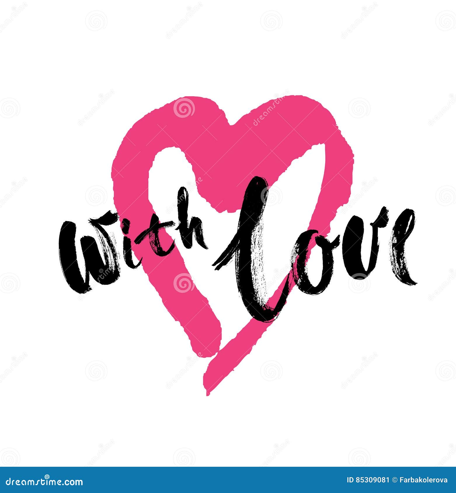 With Love. Vector Brush Calligraphy, Handwritten Text with Hand Drawn ...