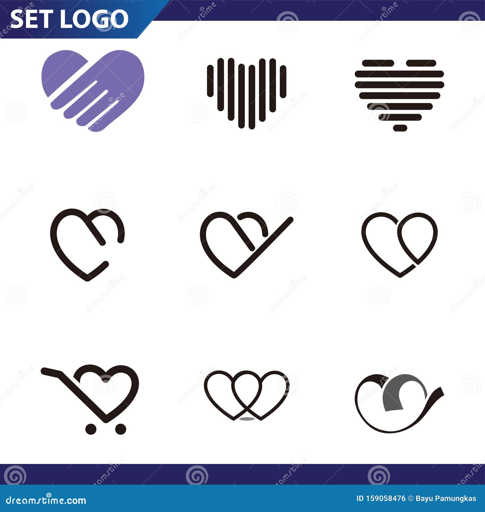 Love Vector Logo Design Template Elements Collection Stock Vector ...