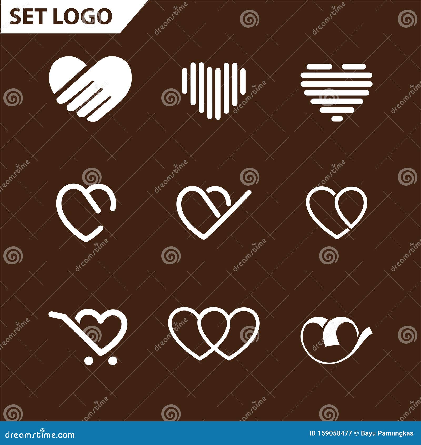 Love Vector Logo Design Template Elements Collection Stock Vector ...