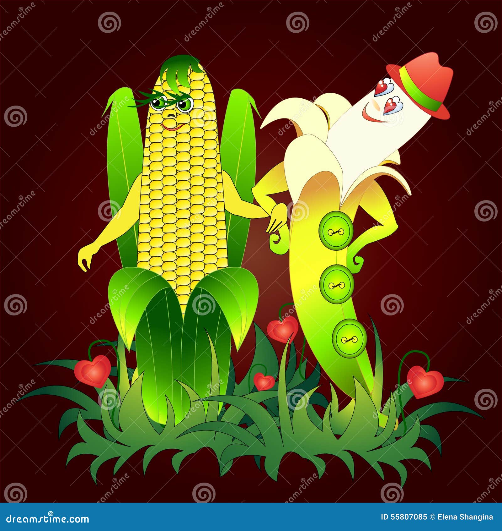 Love of Vegetables and Fruit. Stock Vector - Illustration of picnic ...