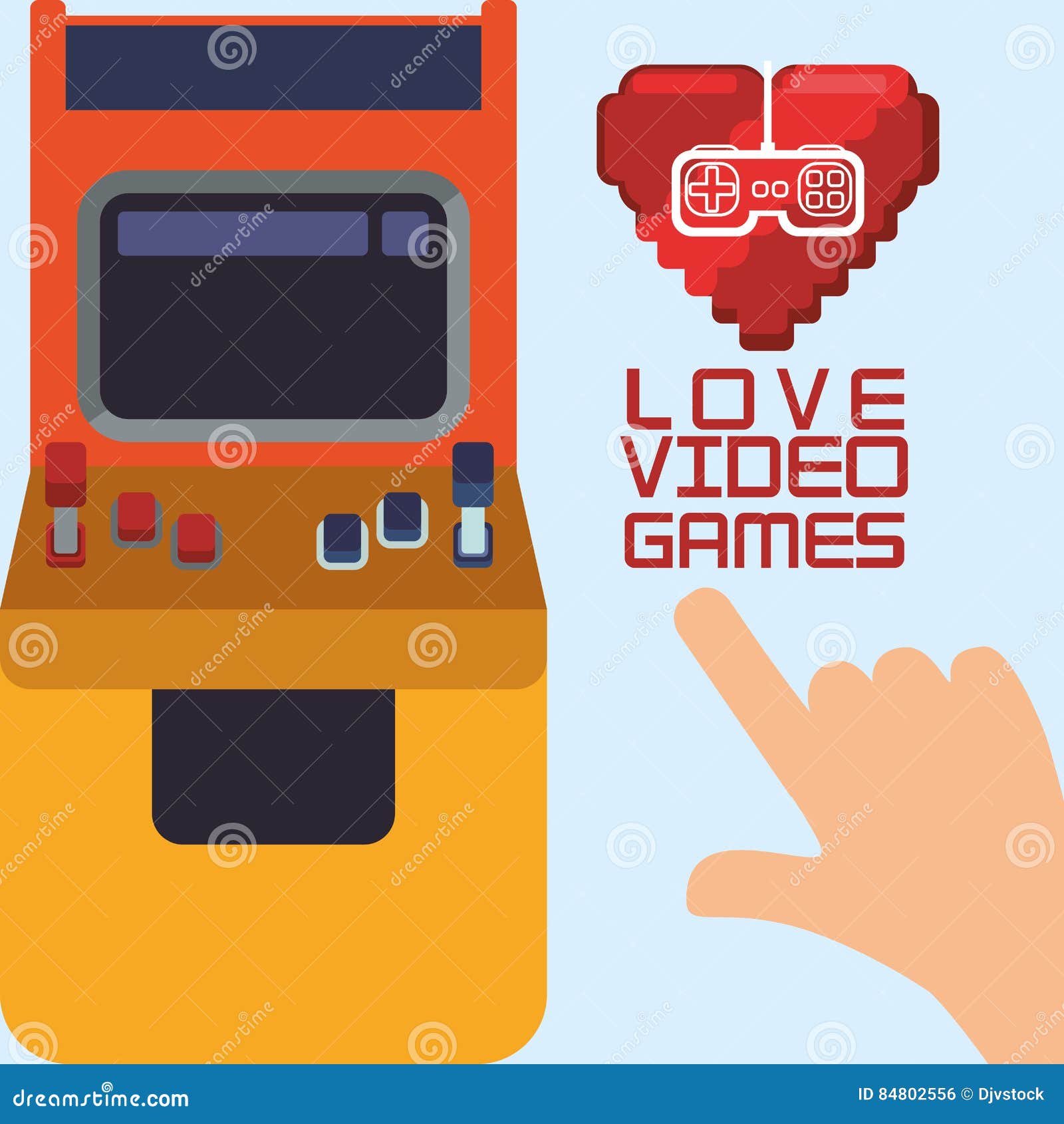 Love Video Games Arcade Heart Control Stock Illustration - Illustration ...