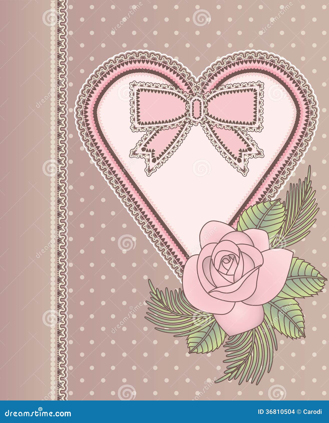 Love Vintage Card with Heart and Rose Stock Illustration - Illustration ...