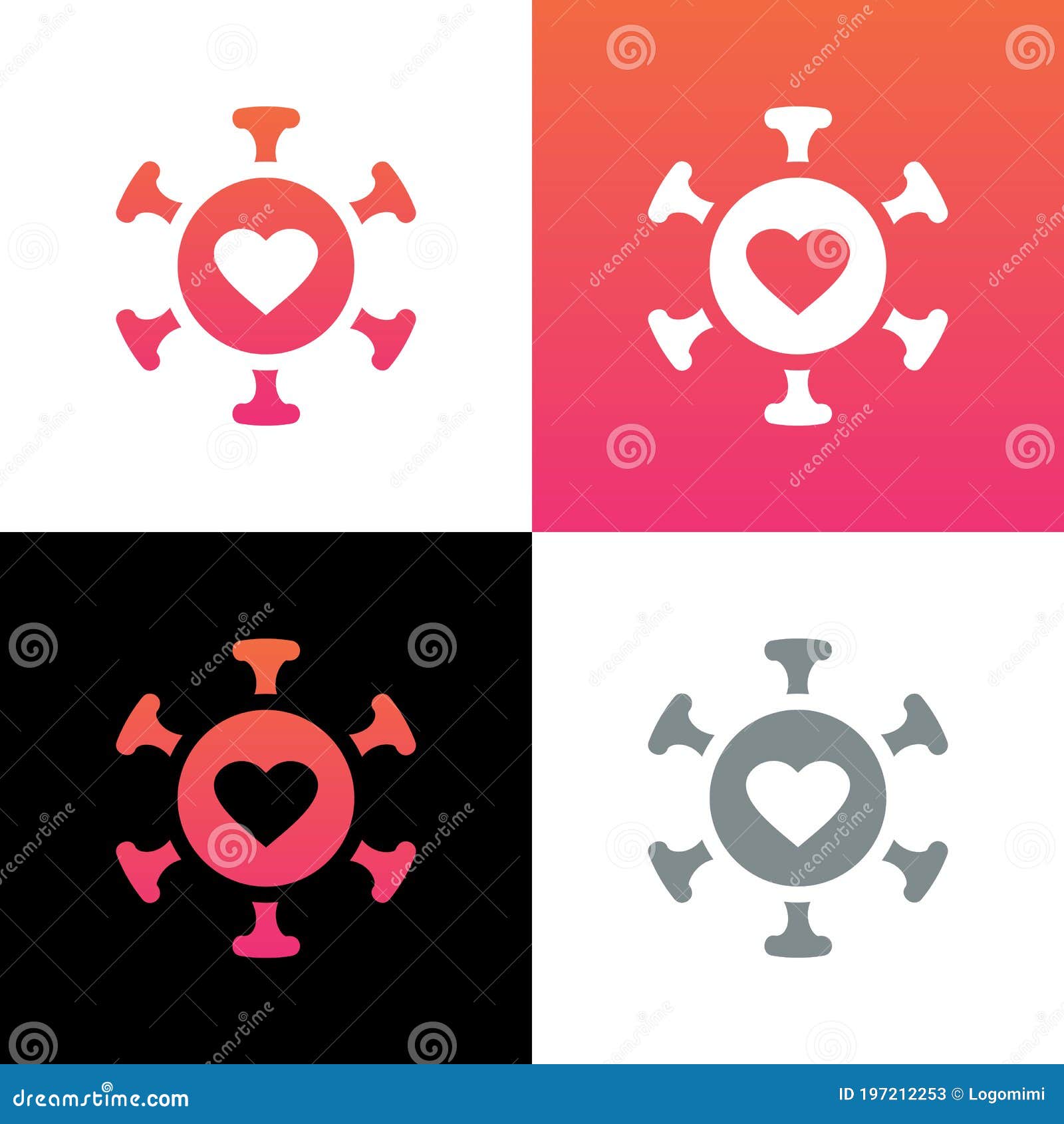 Love Virus Logo Icon Design Template Elements, Bacteria and Heart ...