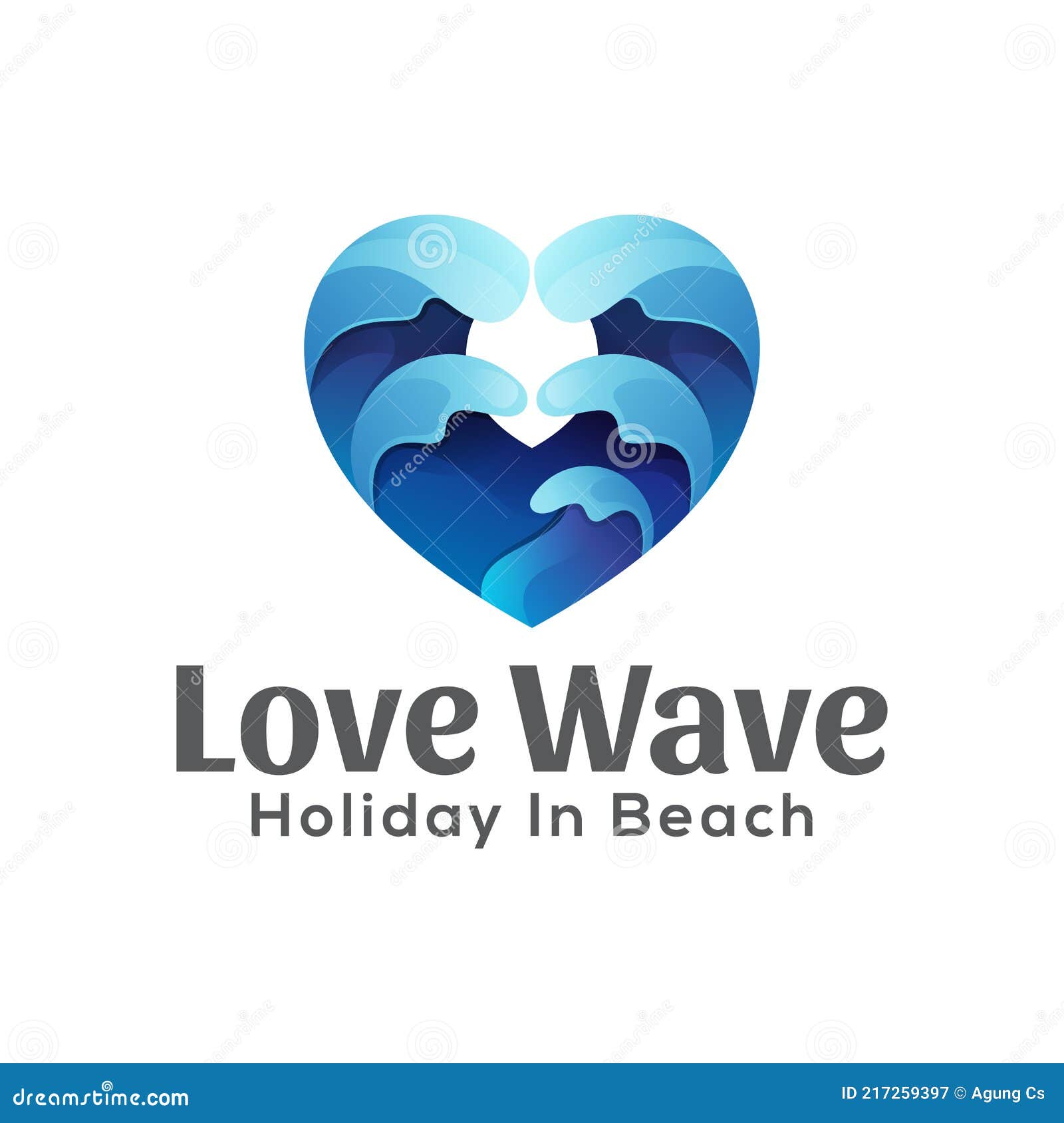 Love Wave in Beach Gradient Logo Design Stock Vector - Illustration of ...