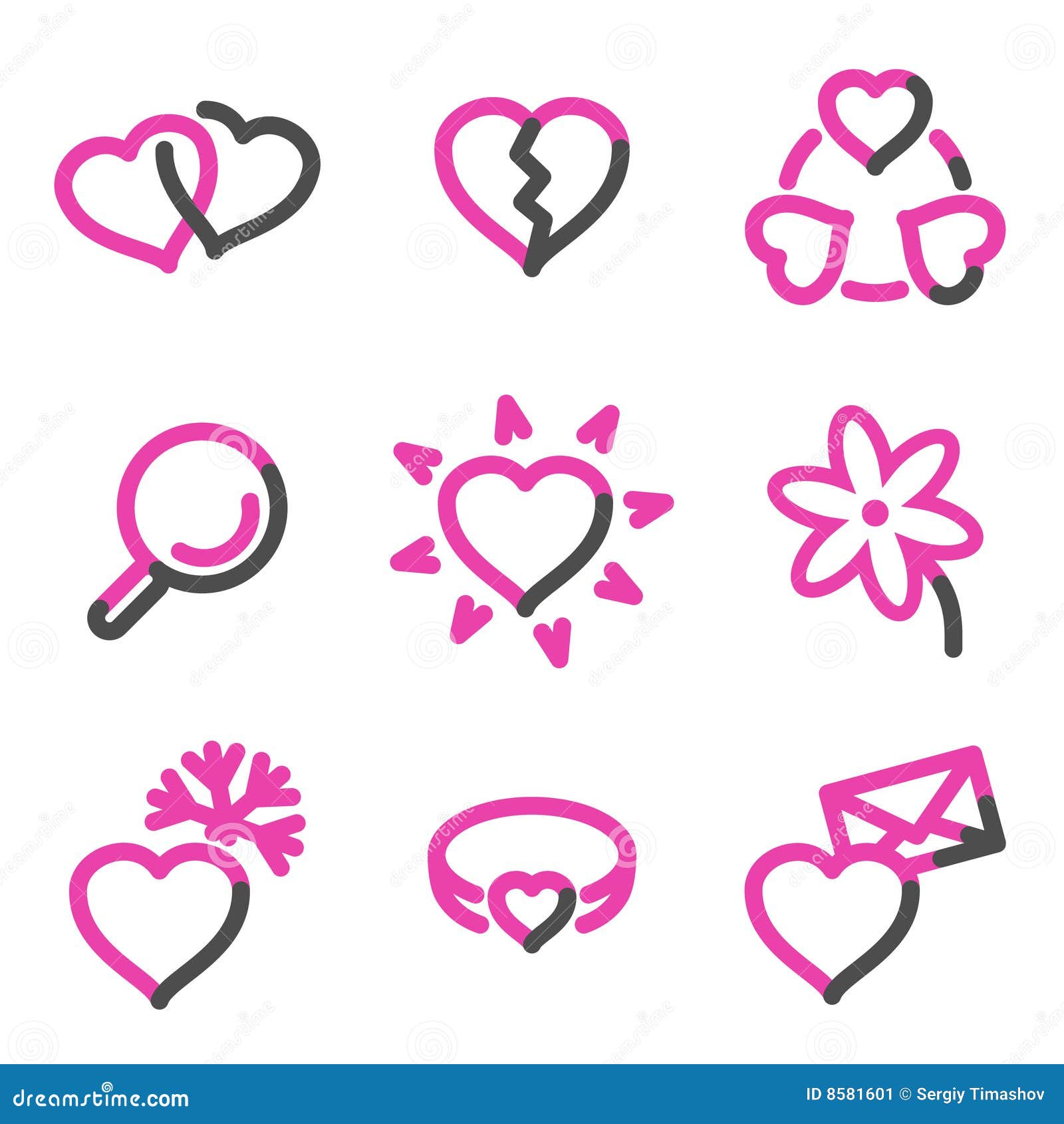 Love Web Icons, Pink Contour Series Stock Illustration - Illustration ...