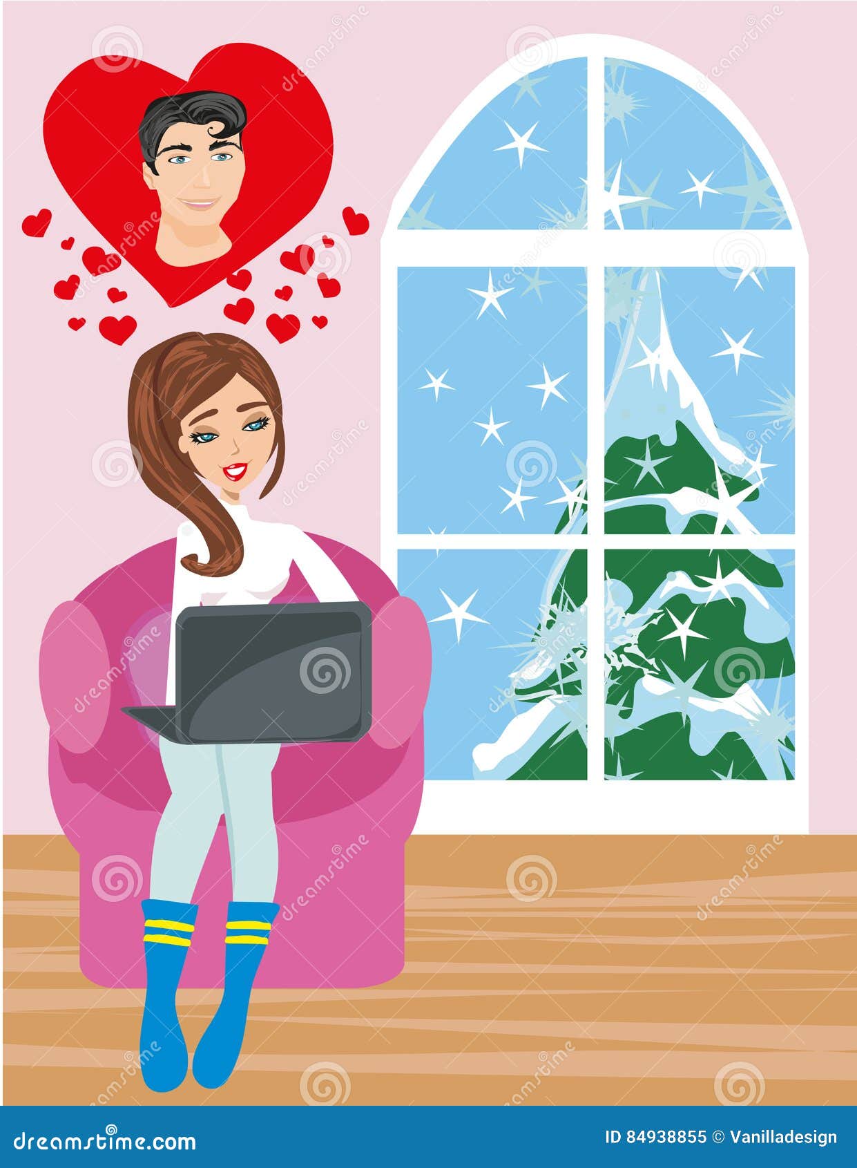 Love in web stock vector. Illustration of distance, interior - 84938855