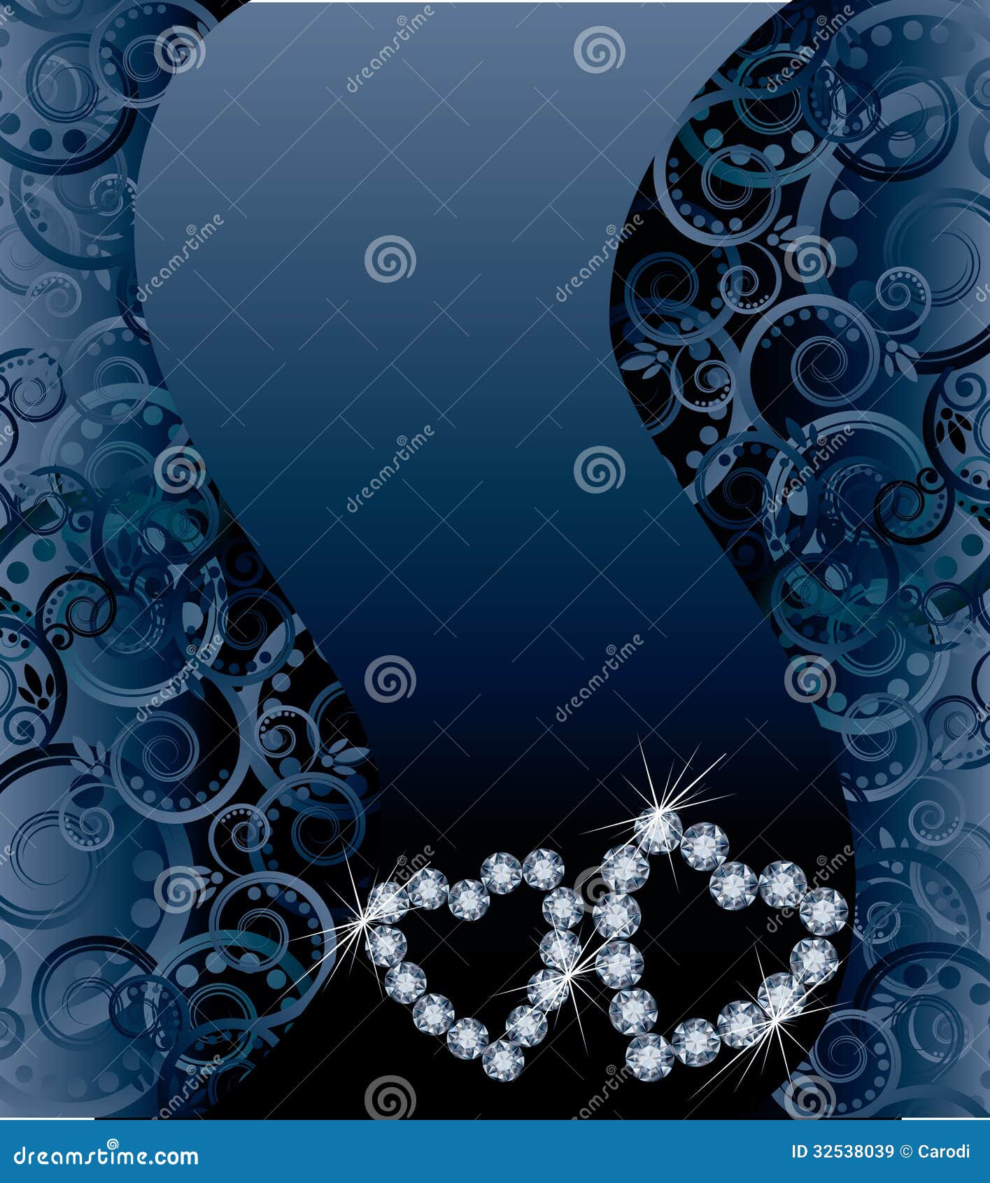 Love Wedding Card with Two Diamond Hearts Stock Vector - Illustration ...