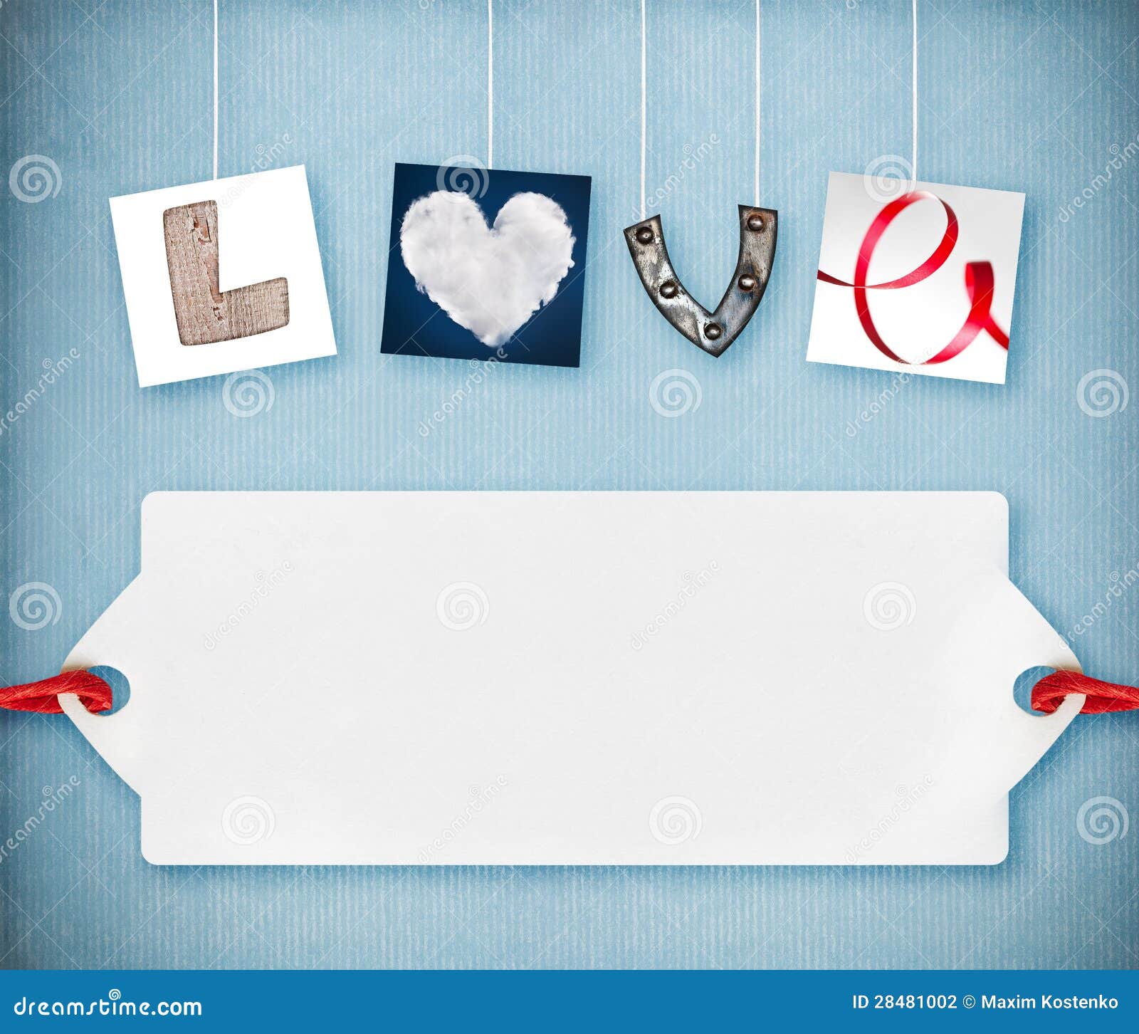 Love Word Made of Four Different Objects Stock Photo - Image of card ...