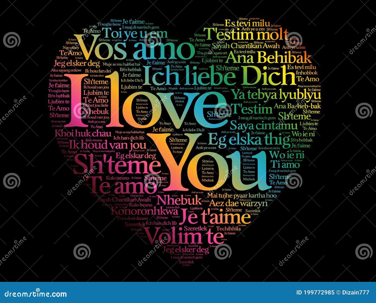 Love Words `i Love You` Word Cloud Stock Illustration Illustration Of