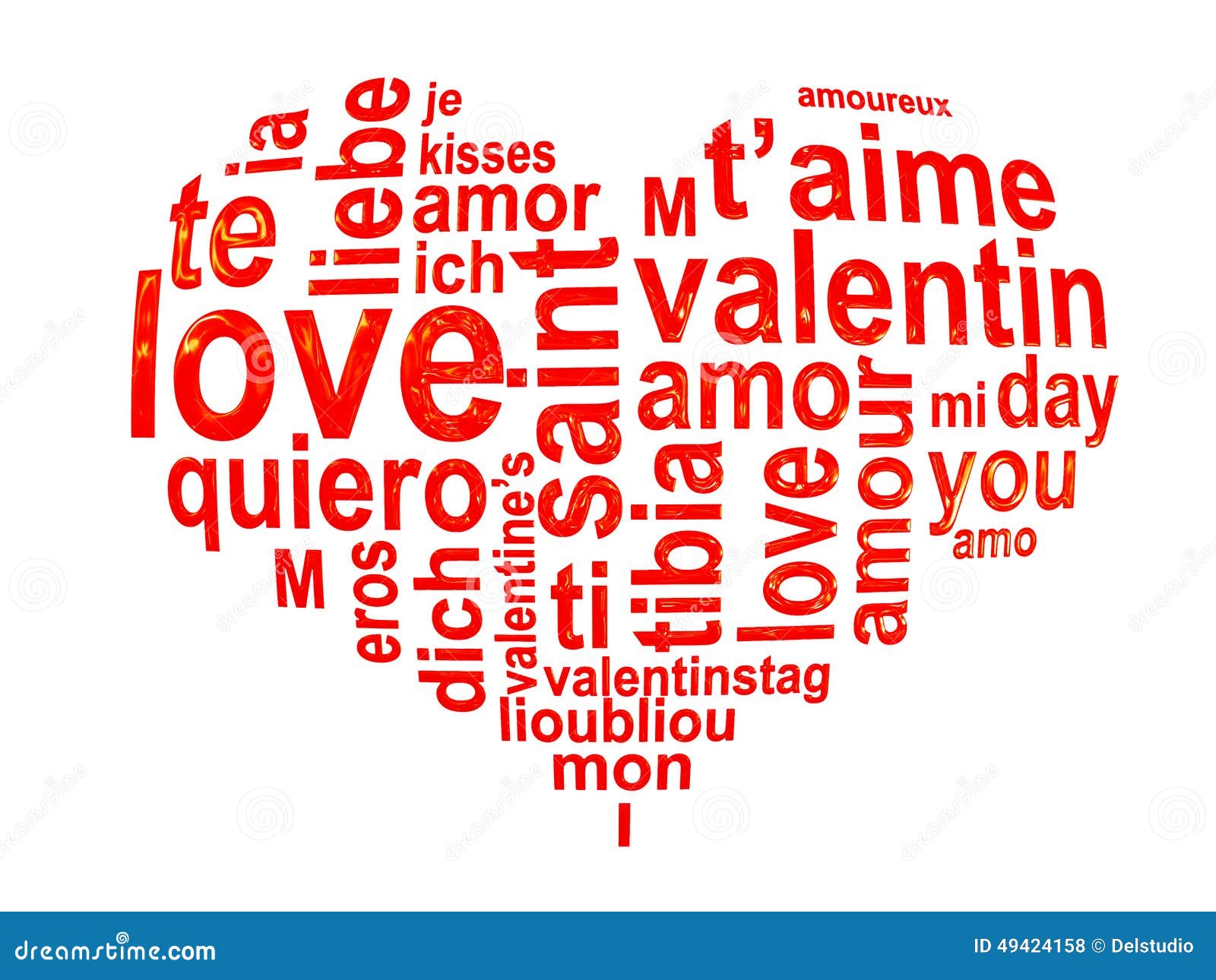 Love Words in a Red Heart Isolated on White Stock Illustration ...