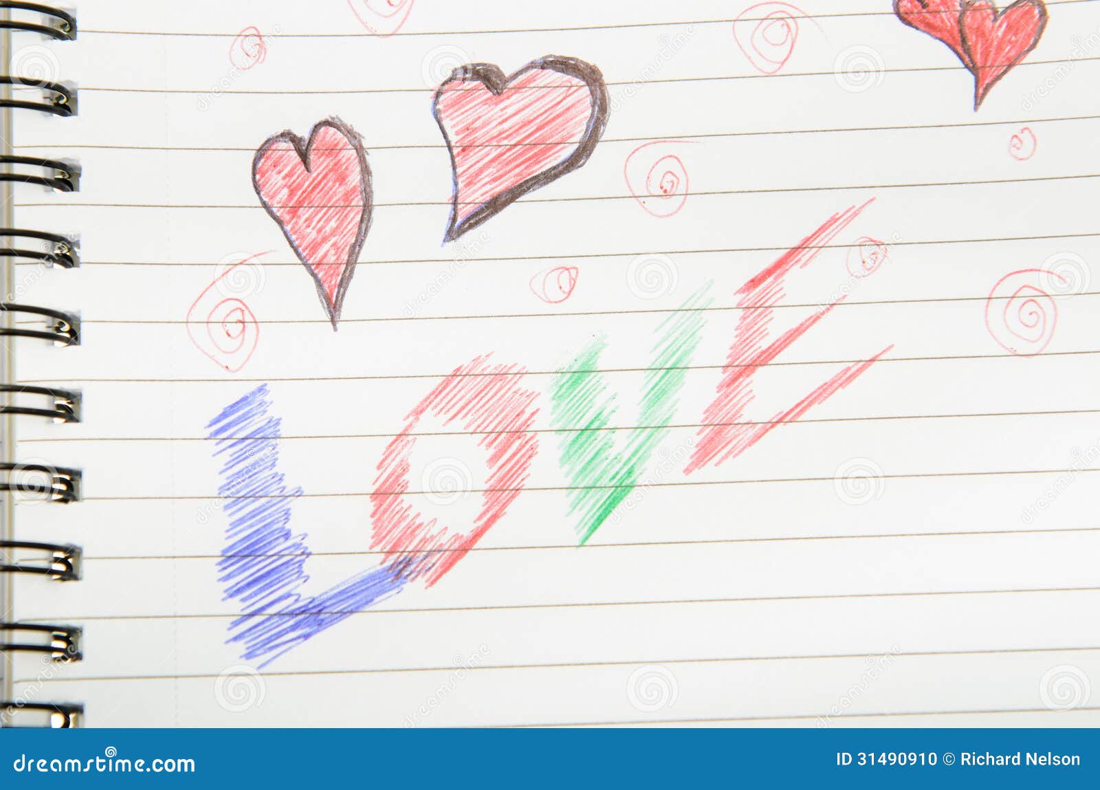 Love Written in Notebook. stock photo. Image of scribble - 31490910