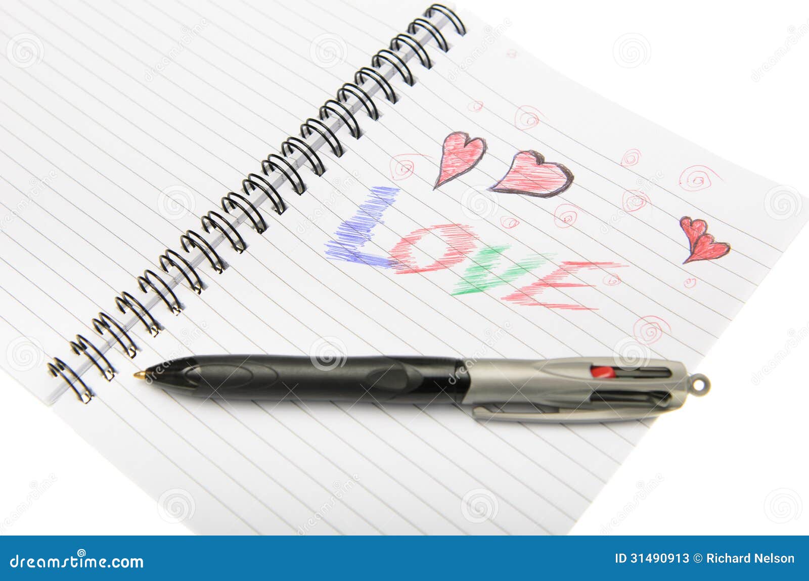 Love Written in Notebook with a Pen. Stock Image - Image of sketching ...
