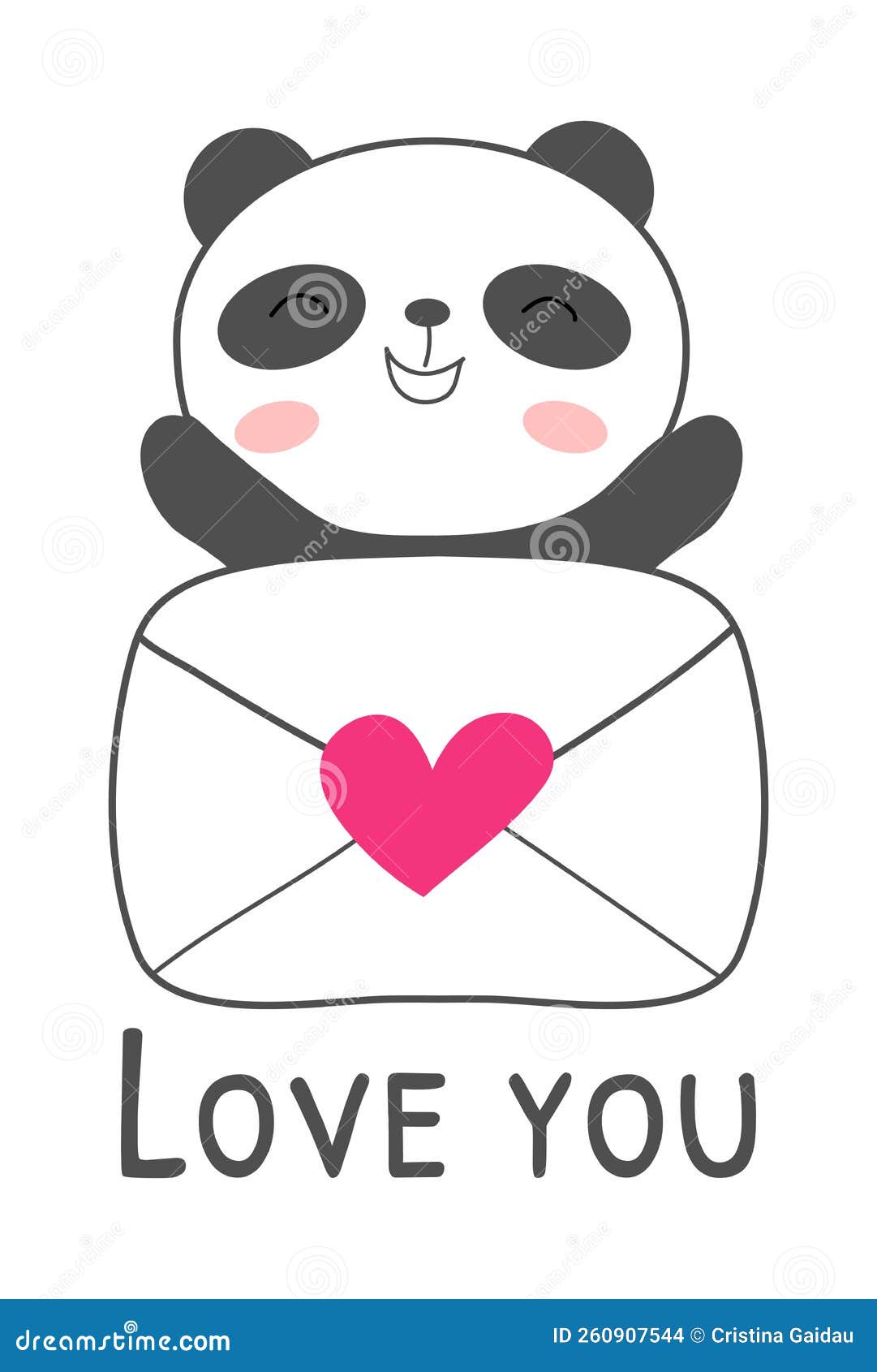 Love You Cute Panda Card Vector Illustration Stock Vector