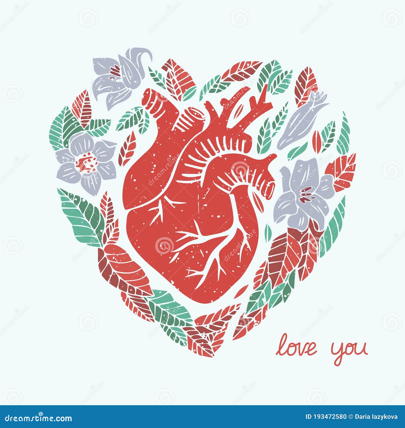Love You Hand Drawn Illustration Stock Vector Illustration Of