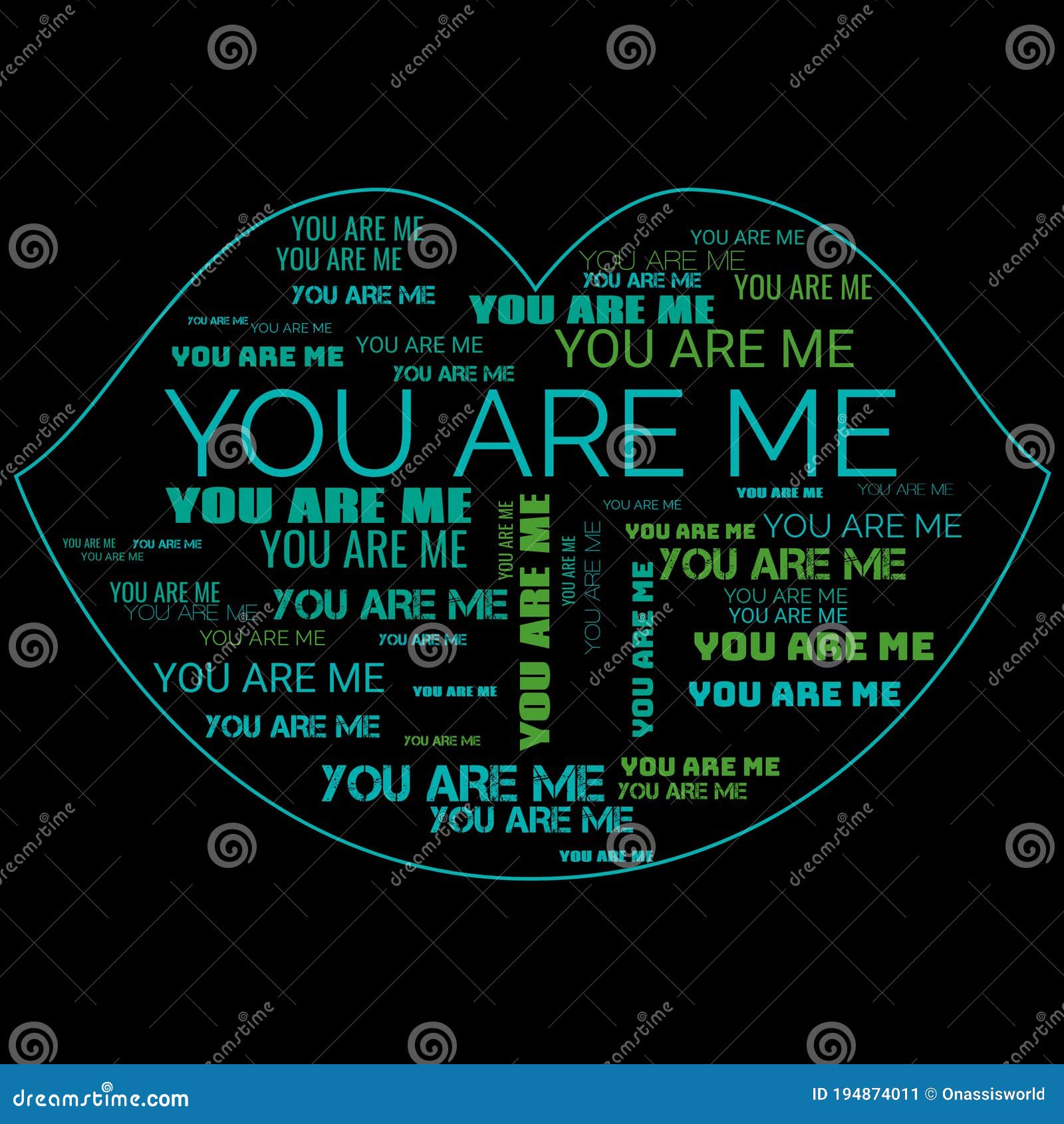 Love You are Me Words Letters Illustration Stock Illustration ...
