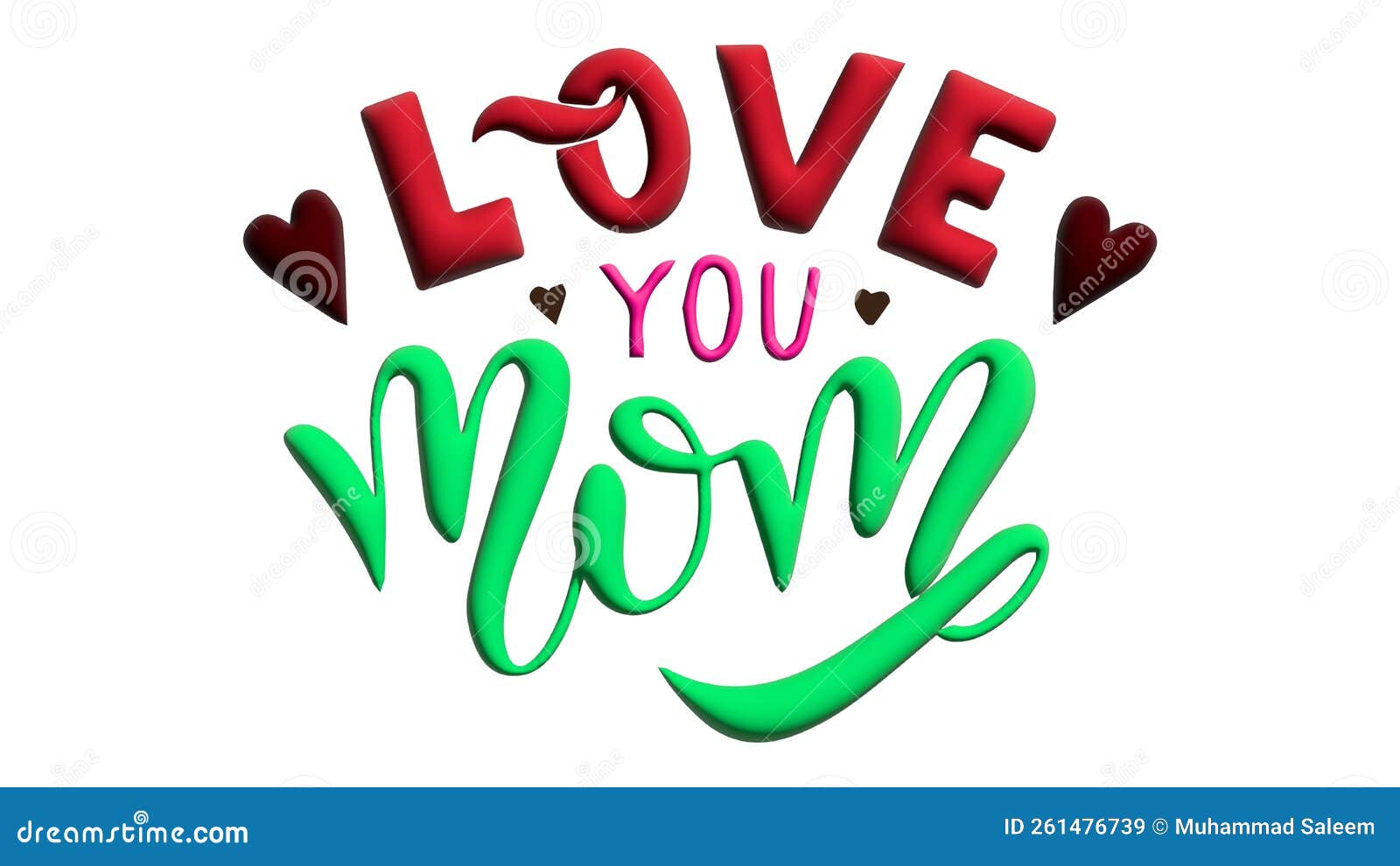 Love You Mom Beautiful and Colorful Text Stock Illustration ...