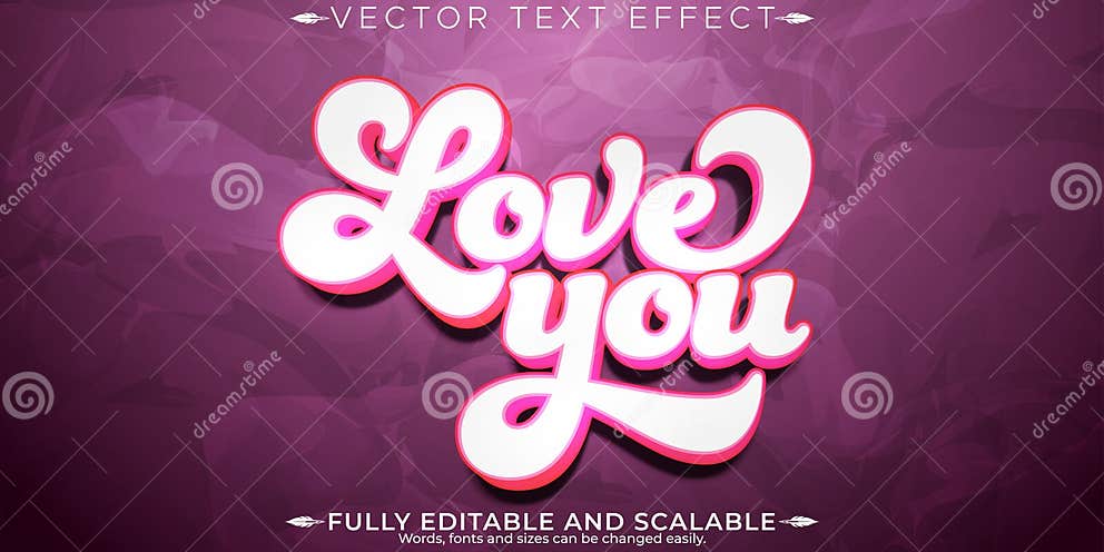 Love You Text Effect, Editable Date and Darling Text Style Stock Vector ...
