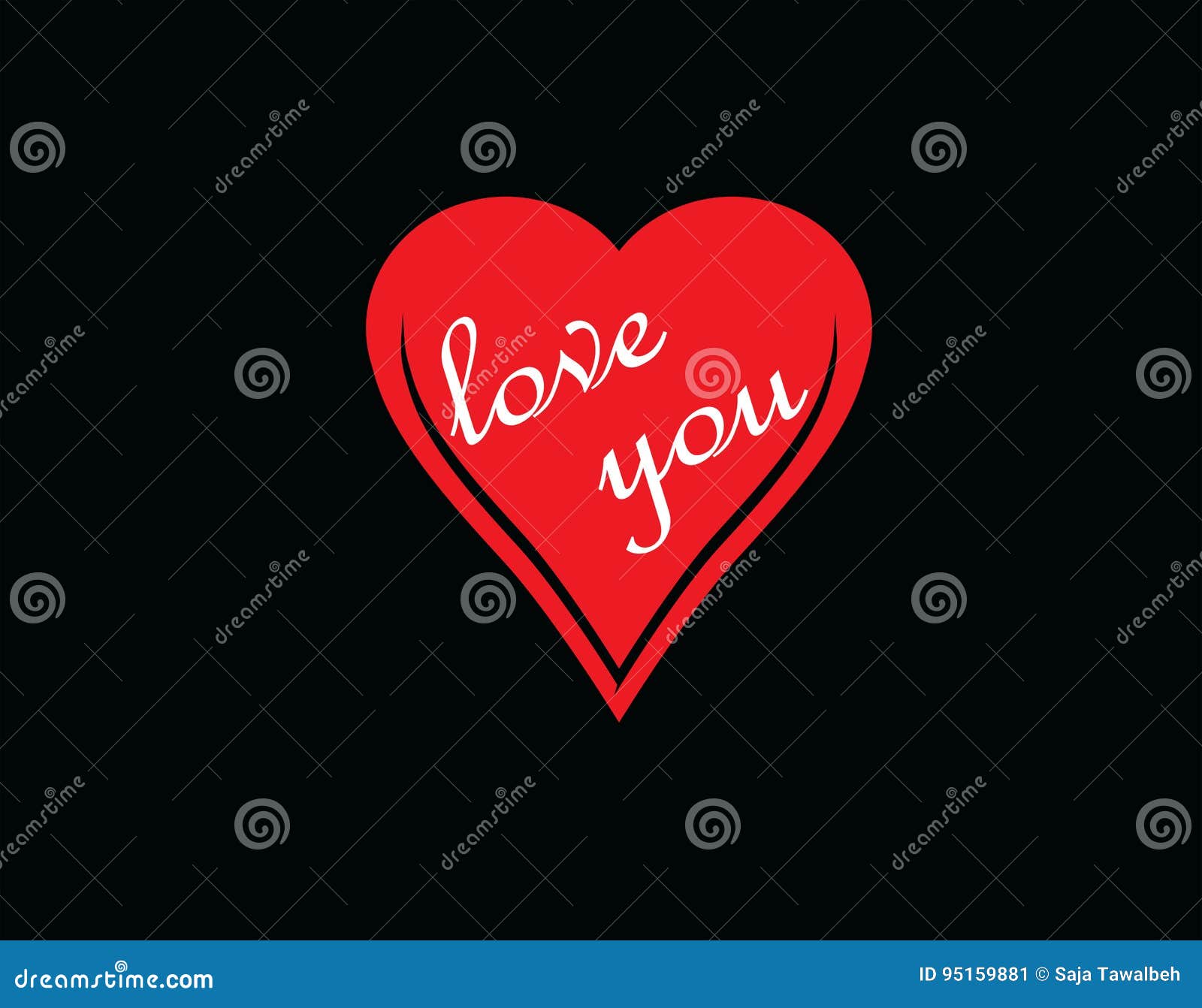 Love you word with heart stock illustration. Illustration of effect ...