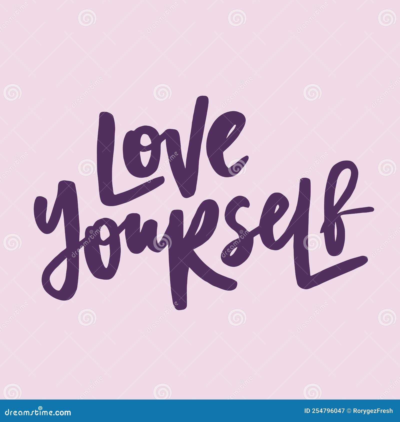 Love Yourself Handwritten Quote Modern Calligraphy Illustration