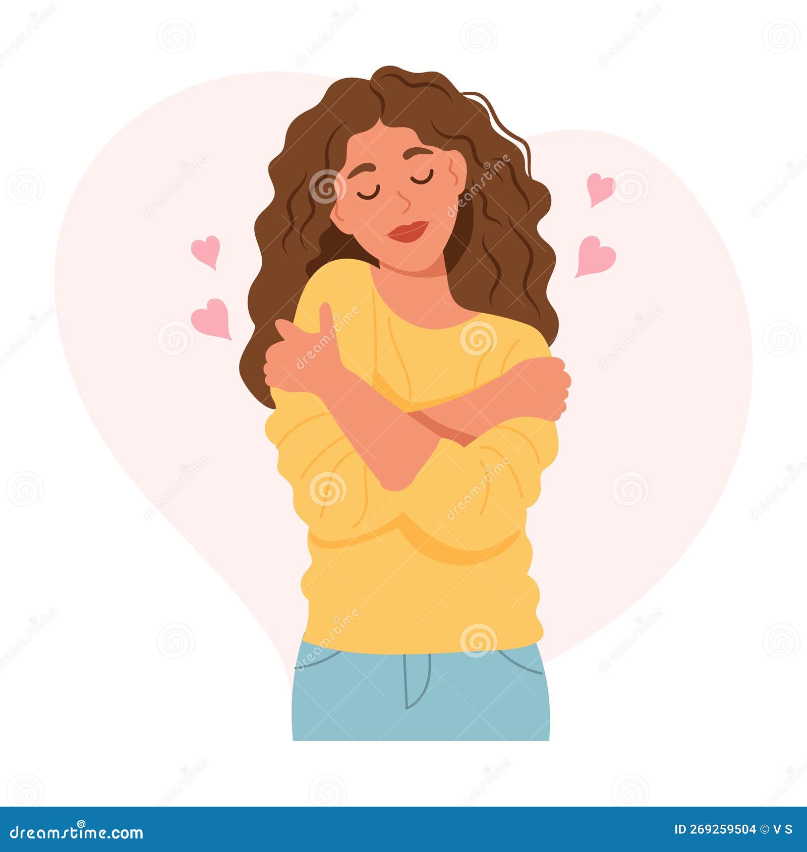 Love Yourself Nice Woman Hugging Herself Love Your Body Concept Find