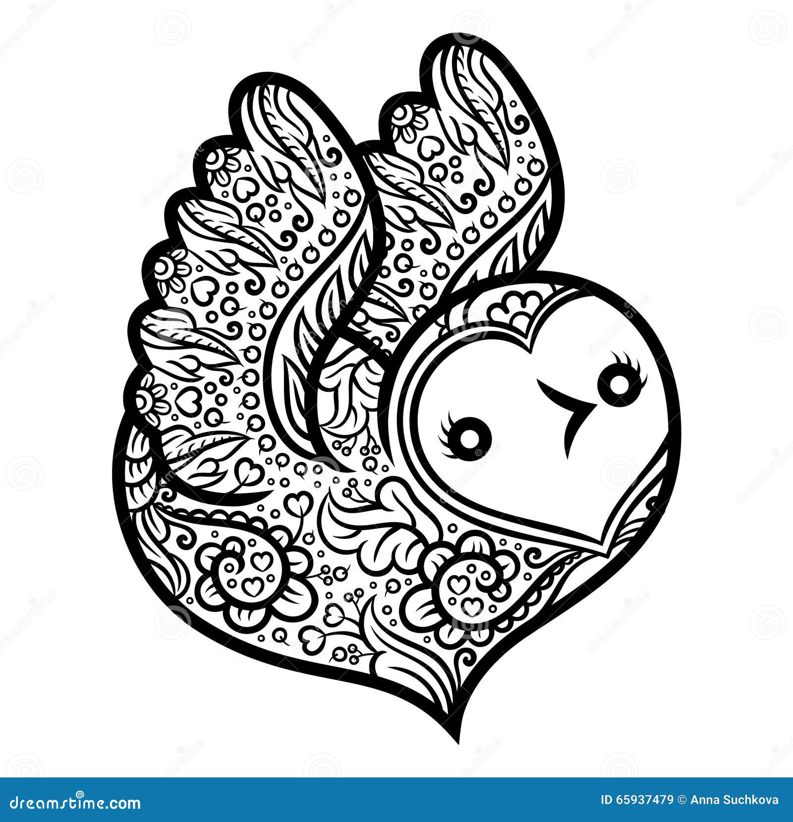 Lovebird - Heart Shaped Bird Stock Vector - Illustration of antistress ...