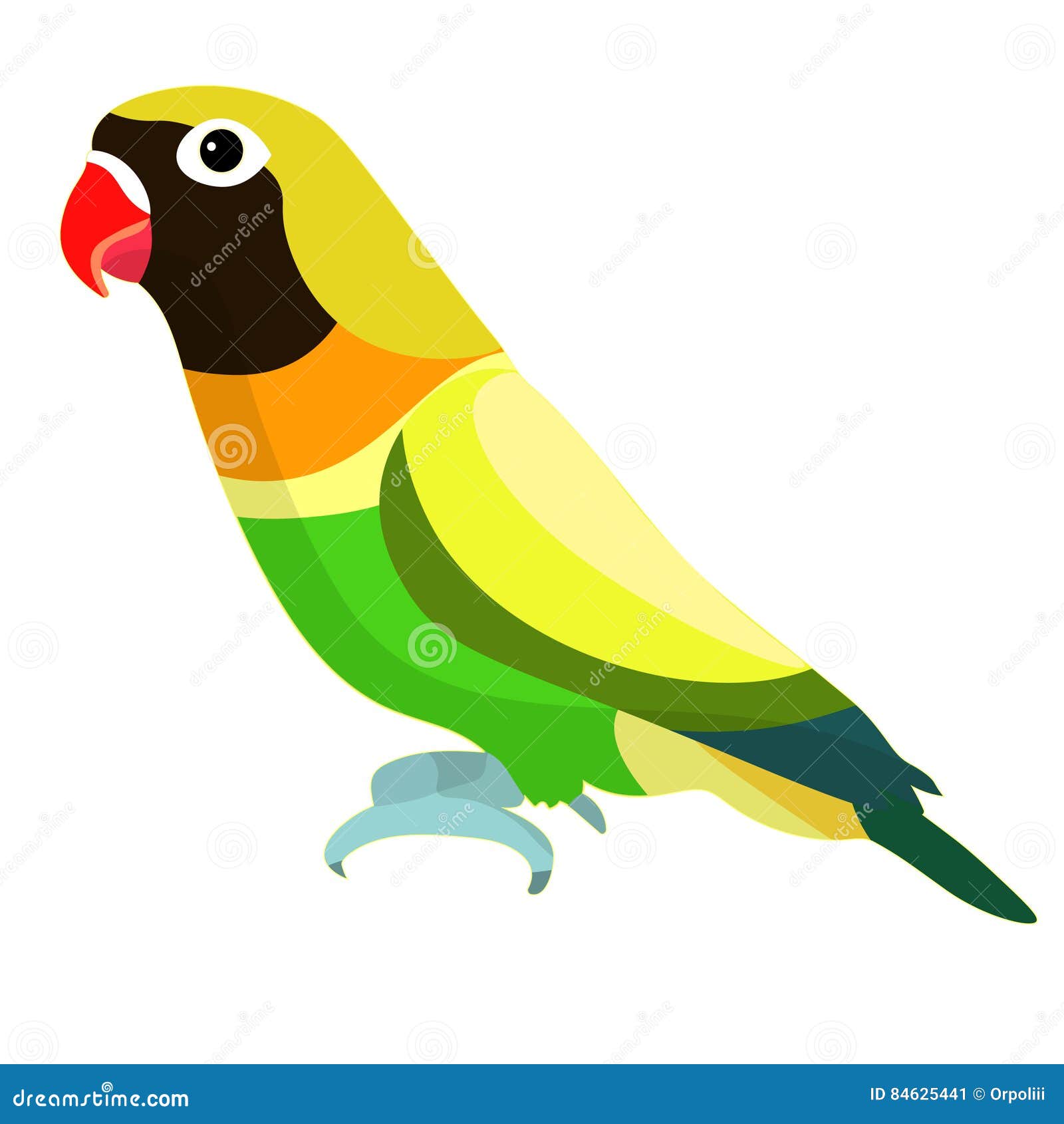 Lovebirds Parrot with a Red Beak. Vector Illustration Stock Vector ...
