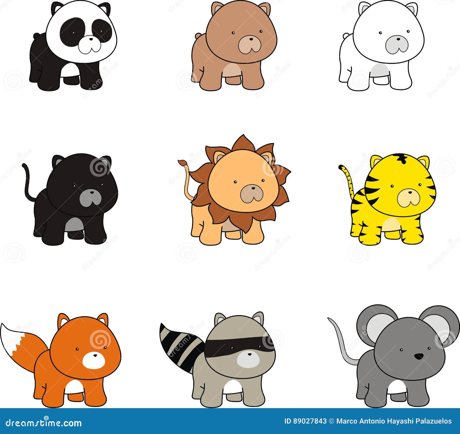 Lovely Animals Baby Cartoon Set Pack Set Stock Vector - Illustration of ...