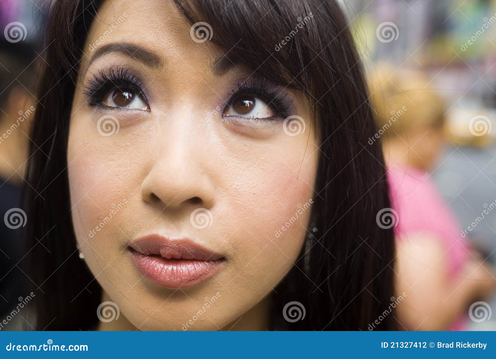 Lovely Asian Face in the Crowd Stock Photo - Image of calm, horizontal ...