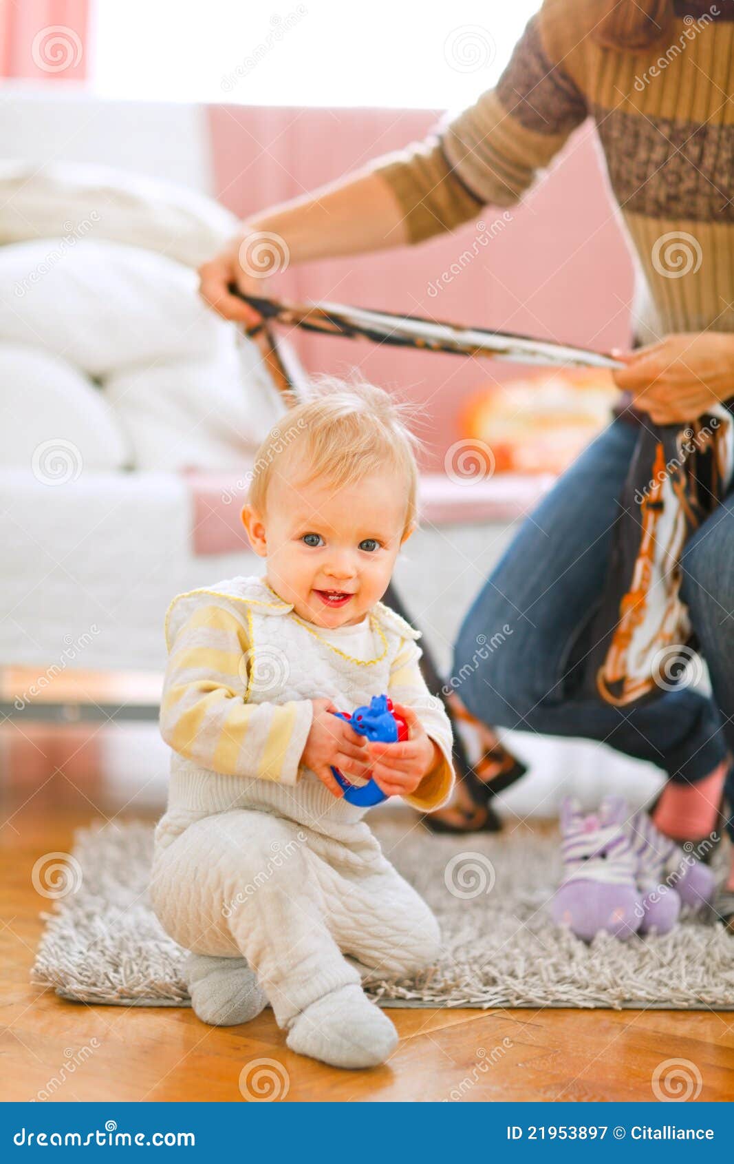 Lovely Baby Playing on Floor Stock Image - Image of household, gladness ...