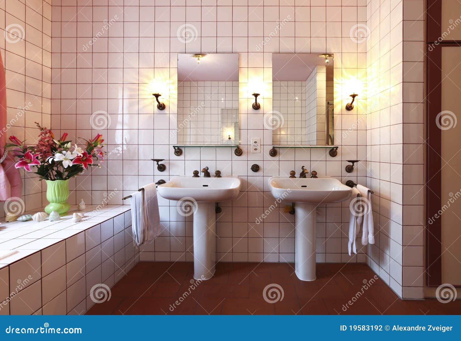 Lovely Bathroom in Style Classical Stock Photo - Image of interior ...
