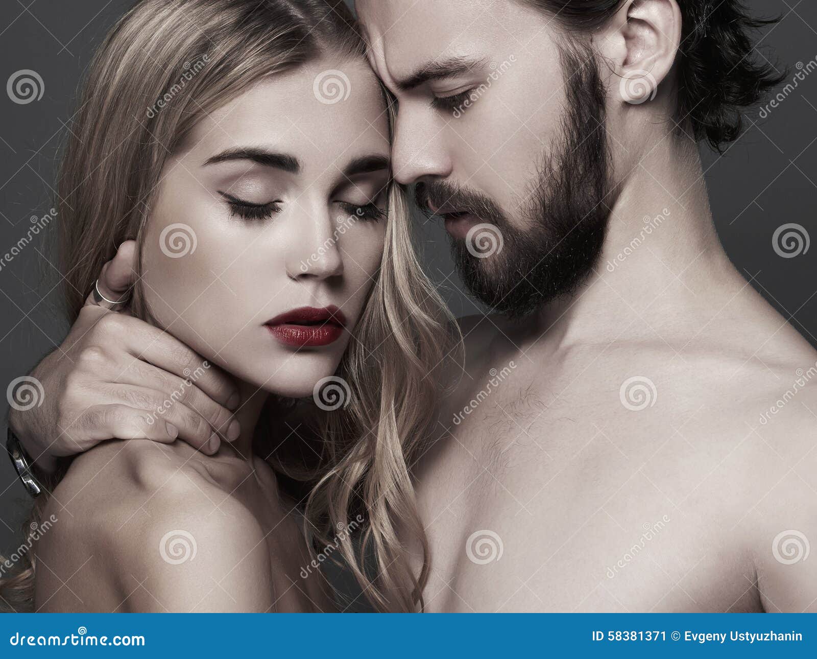 Lovely Beautiful Couple Portrait Beauty Woman And Handsome Man Stock