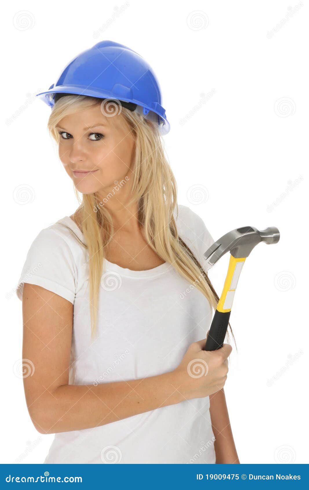 Lovely Blond Girl with Hammer Stock Image - Image of cute, hammer: 19009475