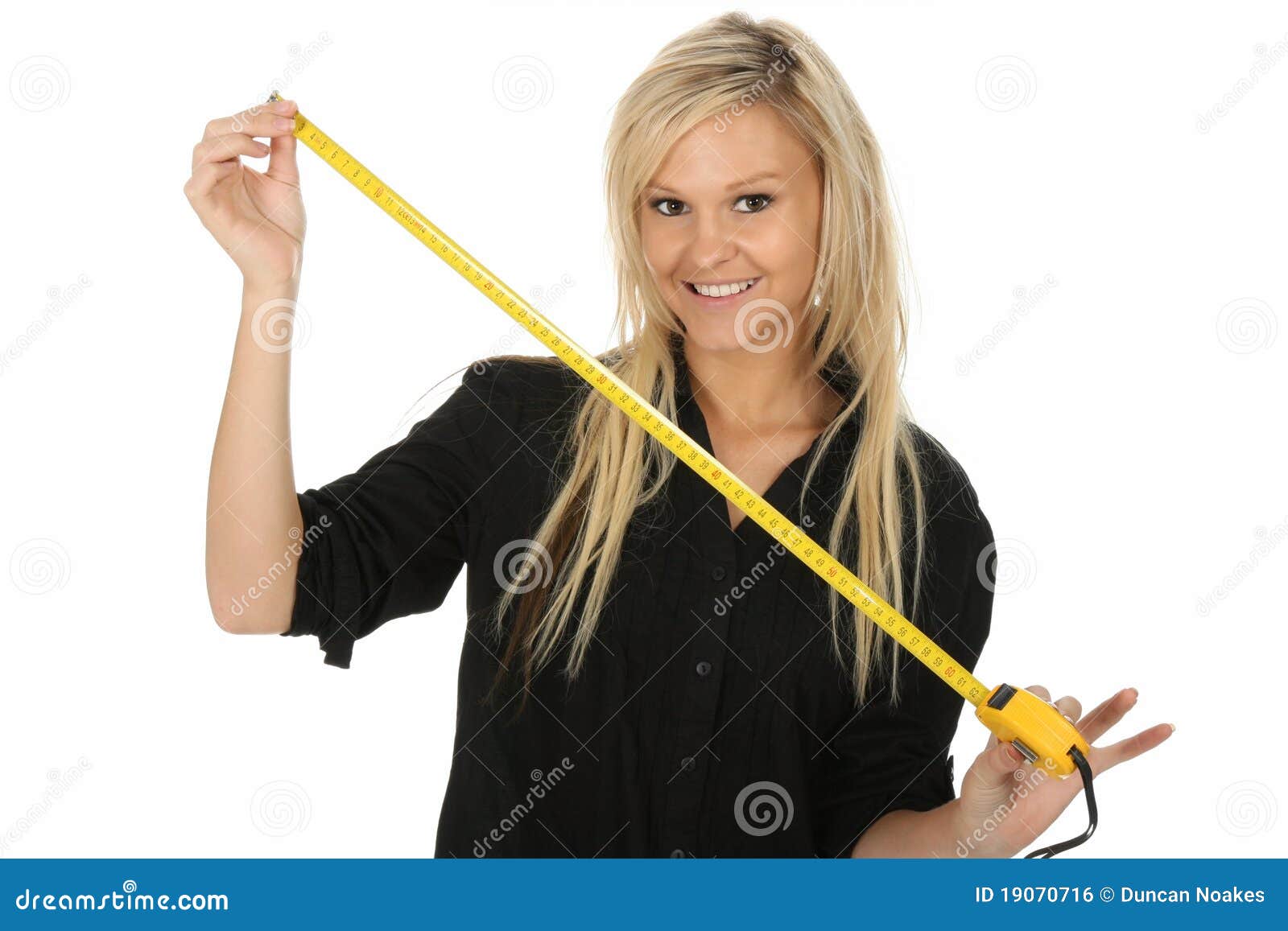 Lovely Blond with Tape Measure Stock Photo - Image of caucasian ...