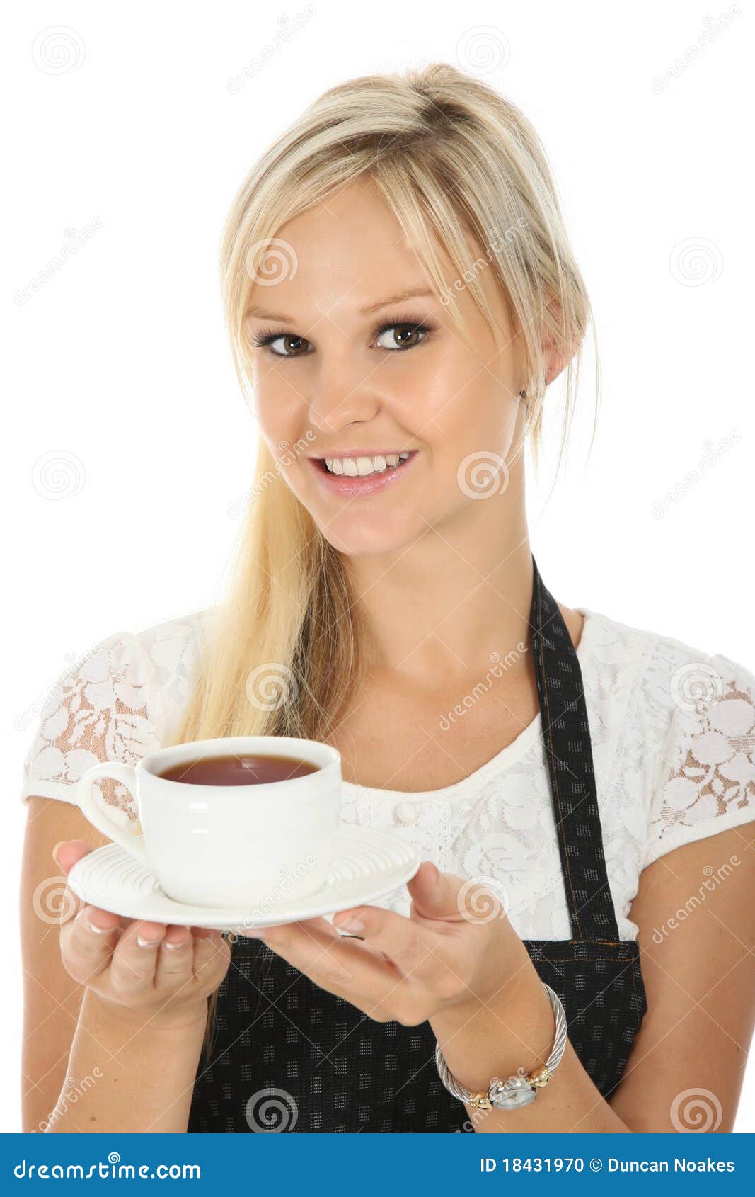 Lovely Blond Woman with Tea Stock Photo - Image of lady, studio: 18431970