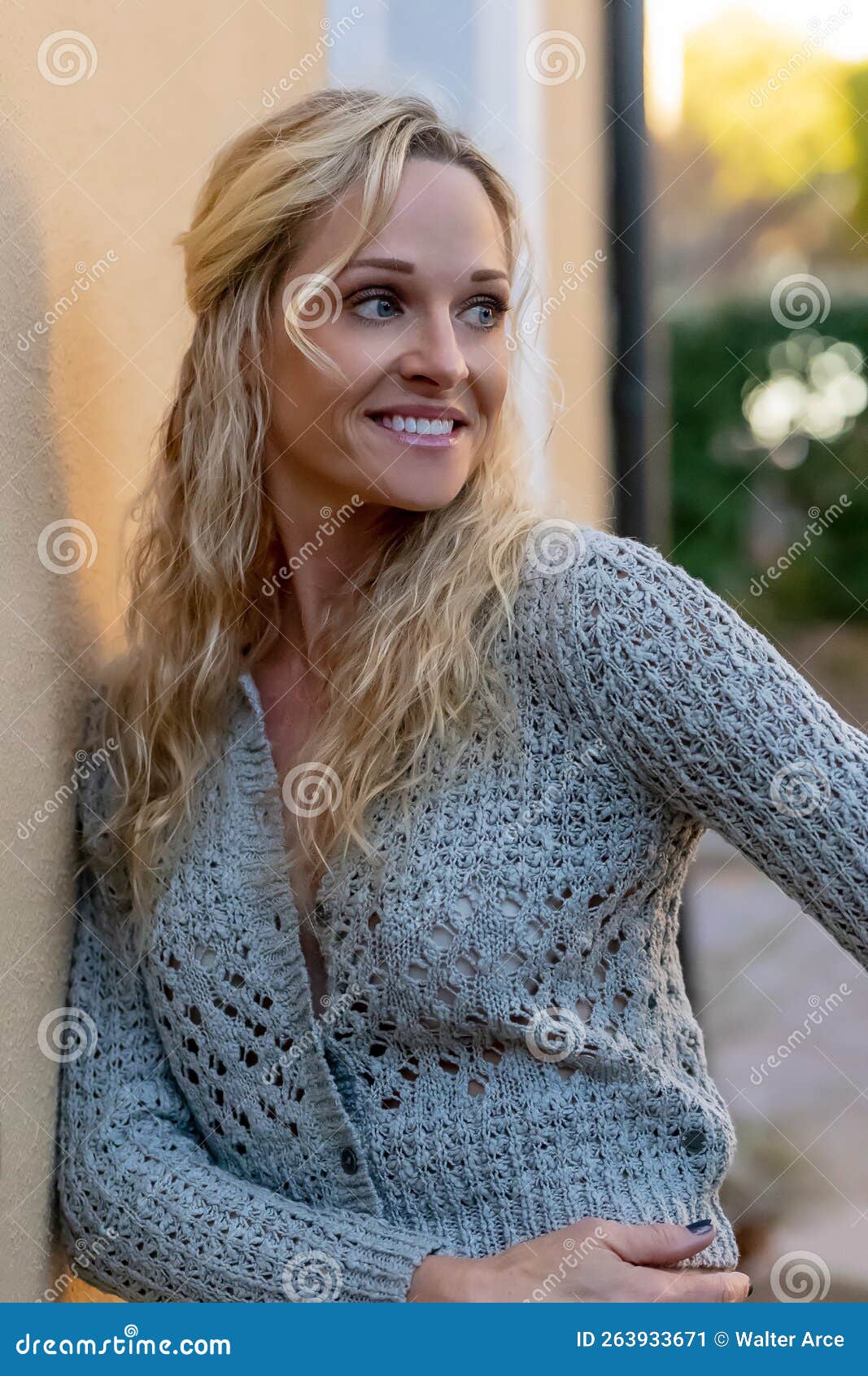 Lovely Blonde Mature Model Posing Outdoors In An Urban Environment Stock Image Image Of Cute