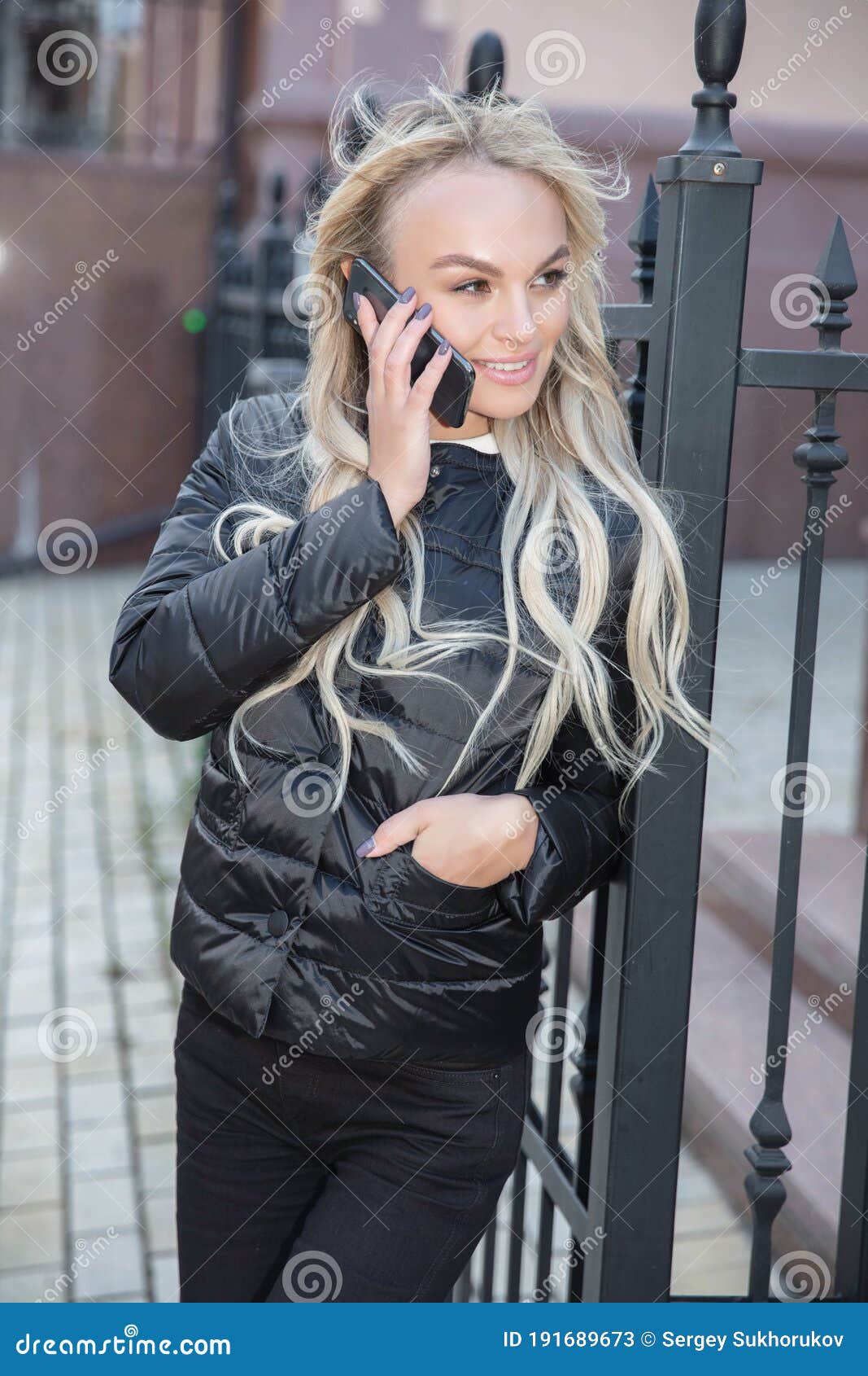 Lovely Blonde Talking on the Phone Stock Image - Image of pants, blonde ...