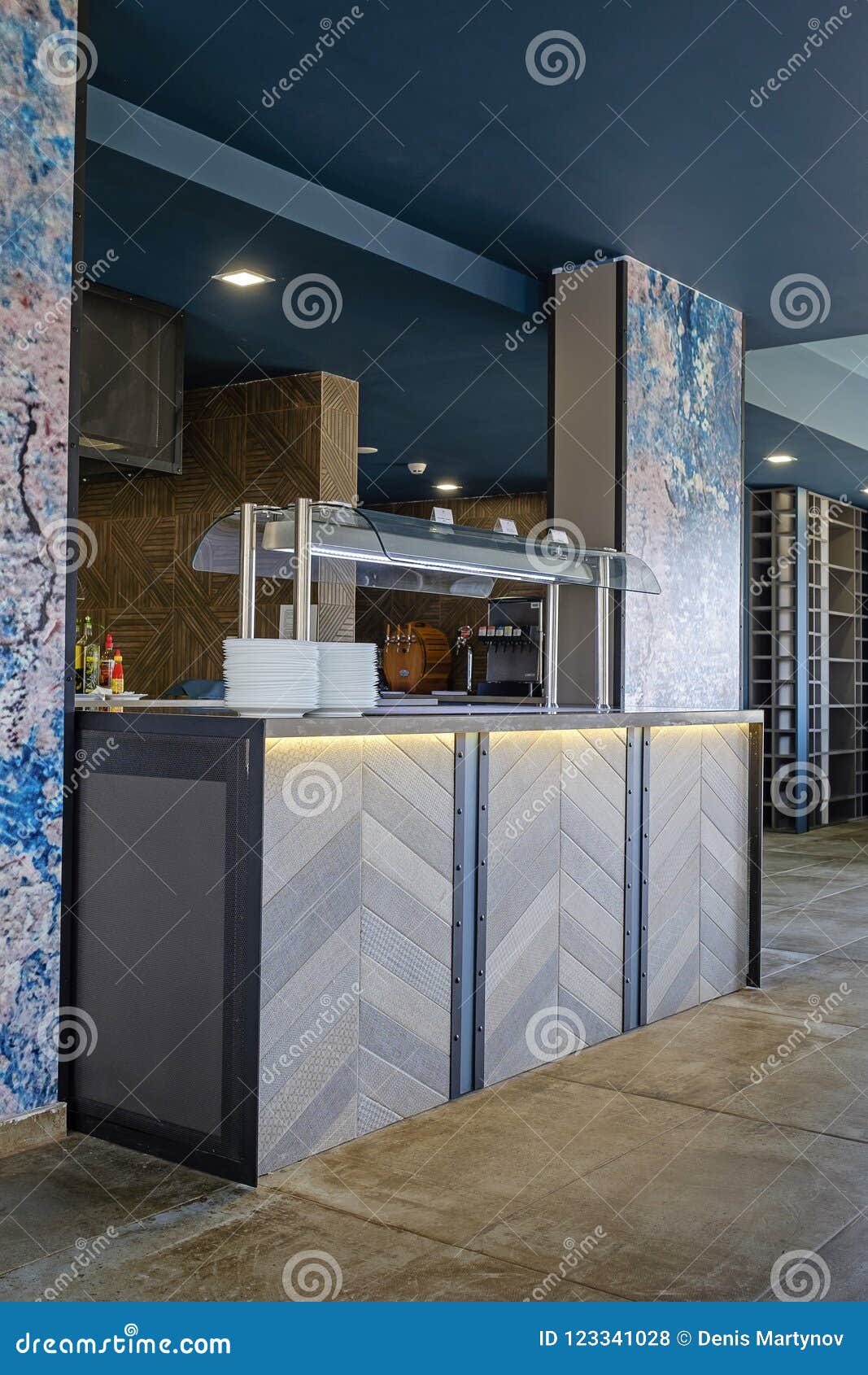 Blue Interior of Restaurant with Sea Theme 5 Stock Photo - Image of ...