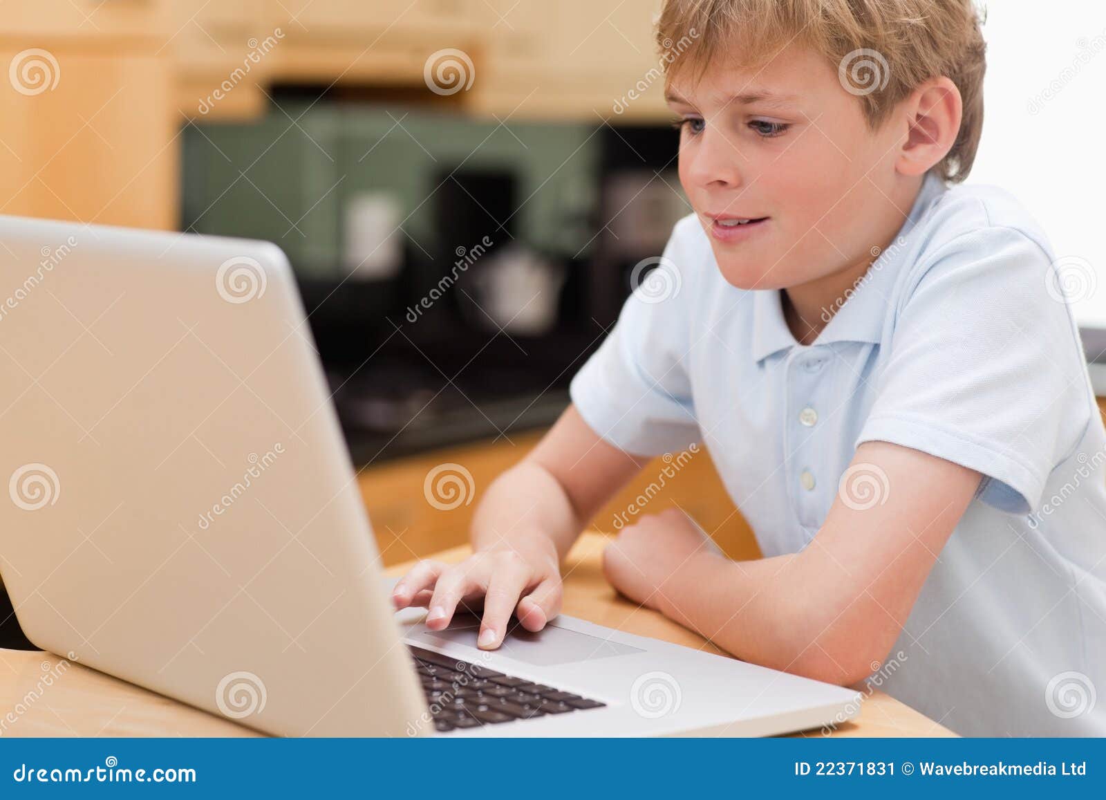 Lovely boy using a laptop stock image. Image of 1011 - 22371831